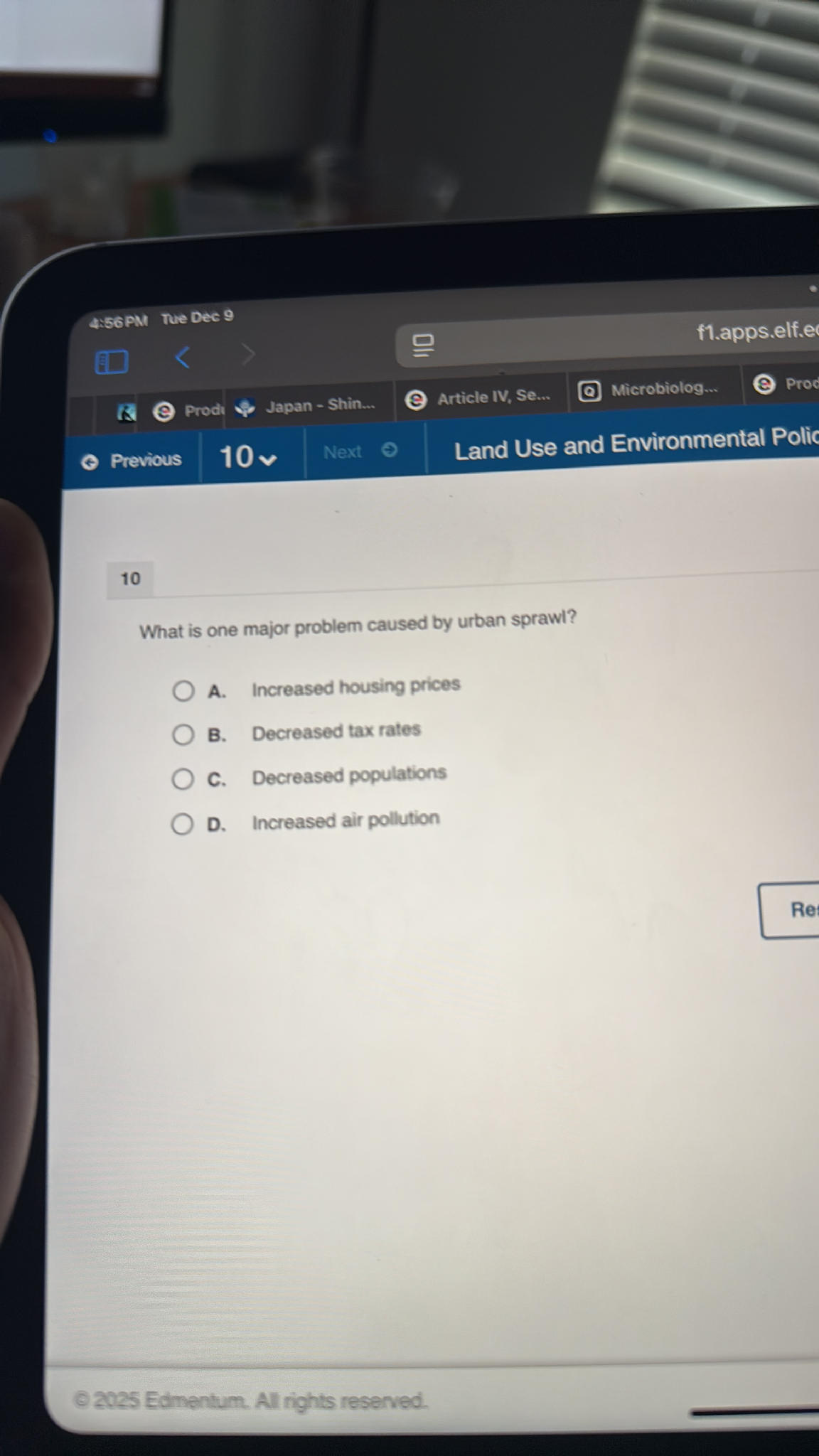 What is one major problem caused by urban | StudyX