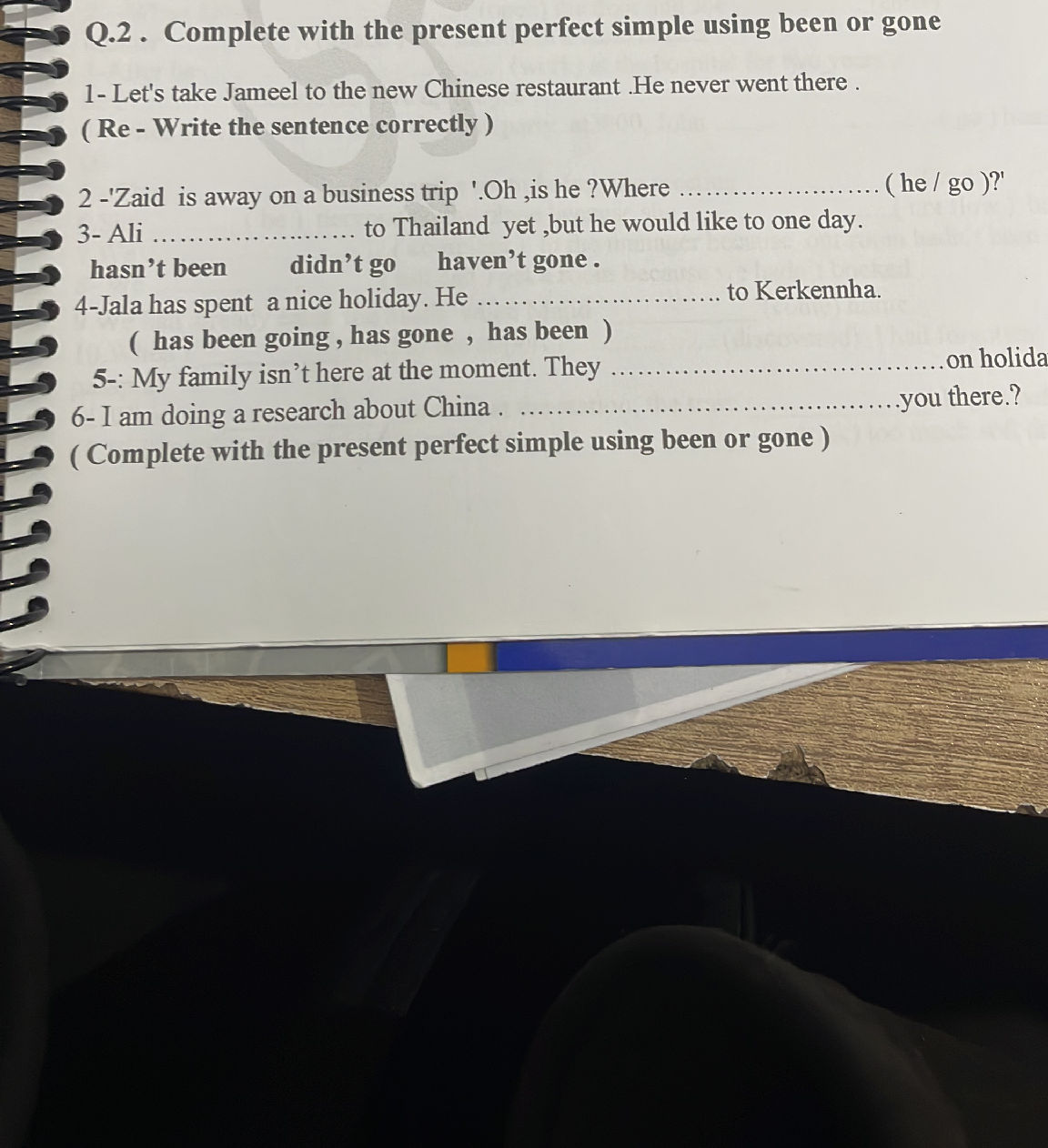 Q.2. Complete with the present perfect | StudyX