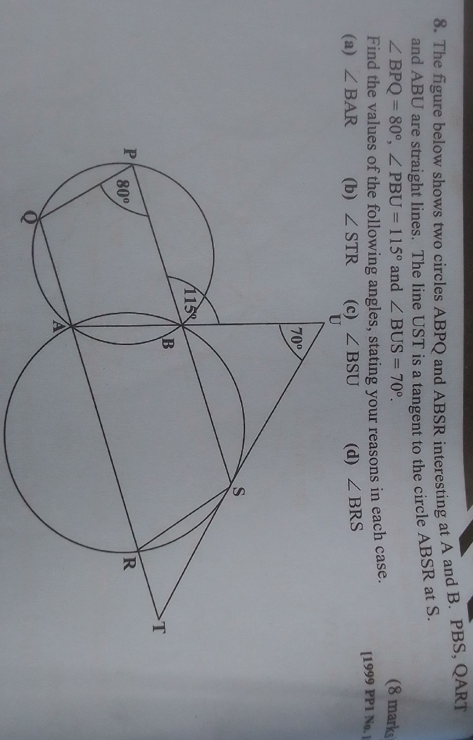 The figure below shows two circles ABPQ and | StudyX