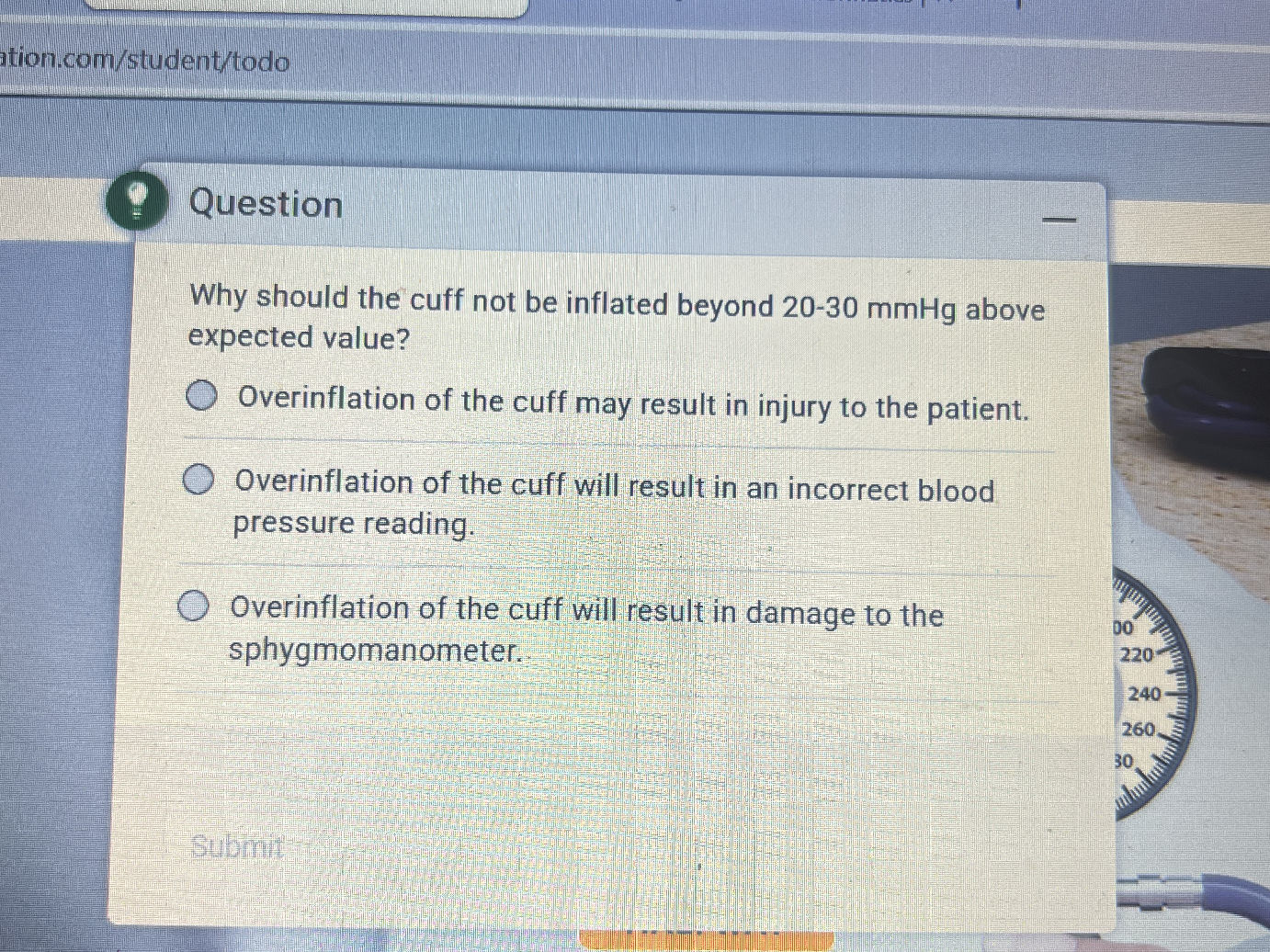 Why should the cuff not be inflated beyond | StudyX