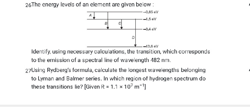 Using Rydberg's formula, calculate the | StudyX