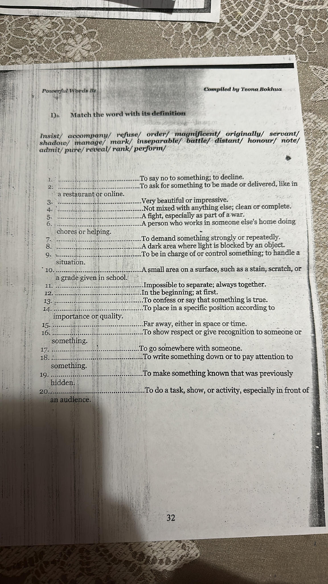 Match the word with its definition Insist/ | StudyX