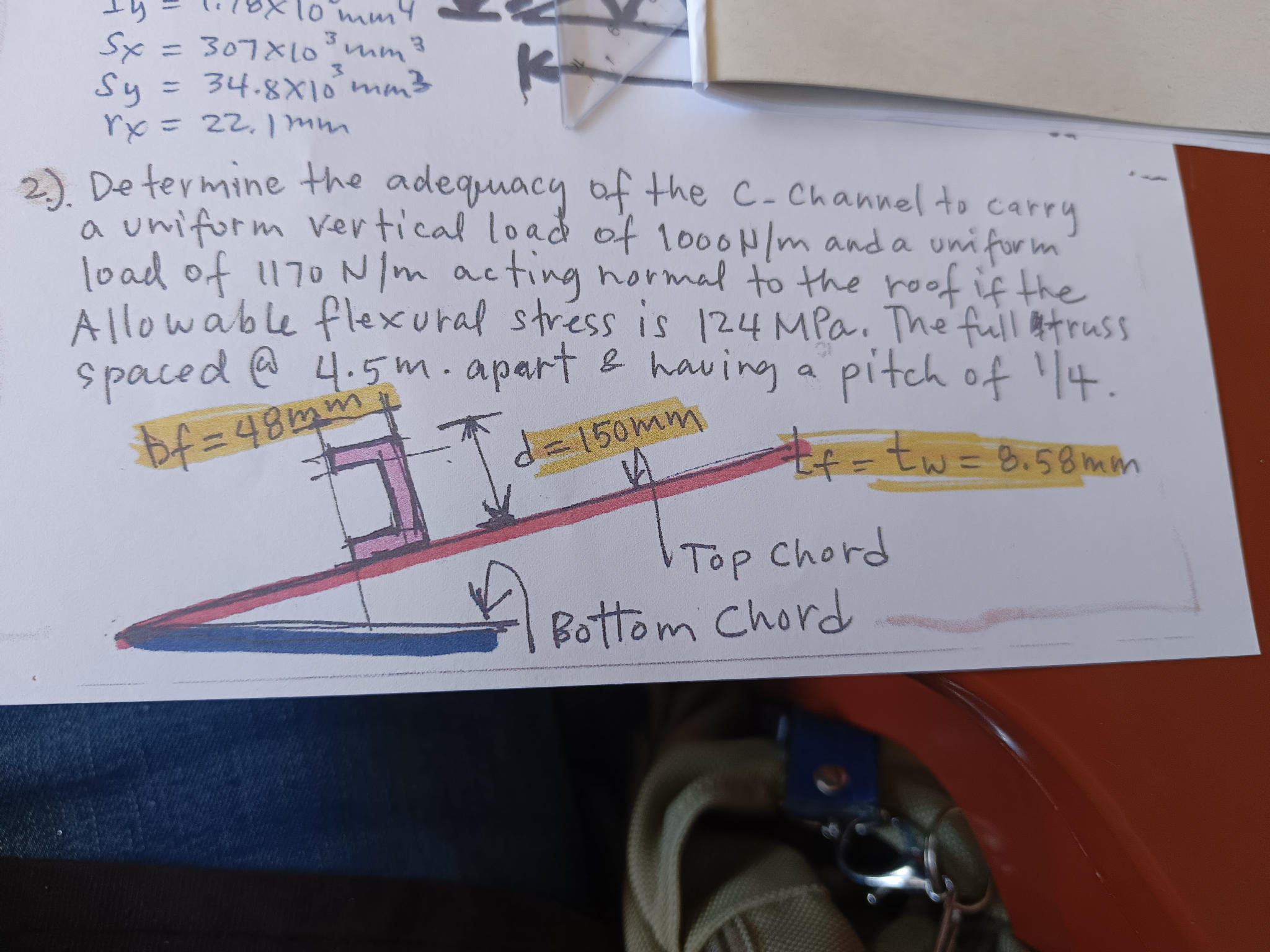 Determine the adequacy of the C-Channel to | StudyX