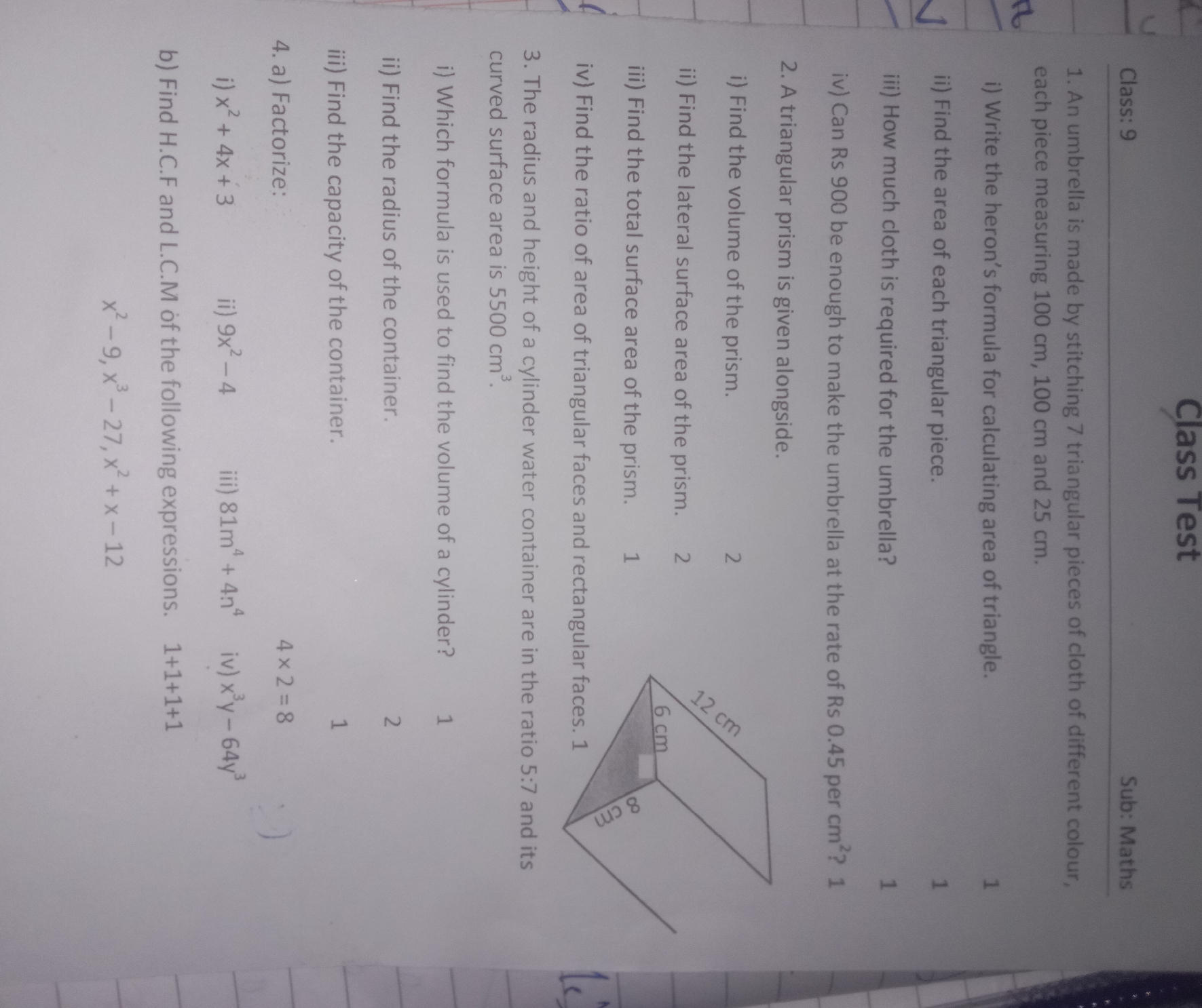 A triangular prism is given alongside. $12 | StudyX