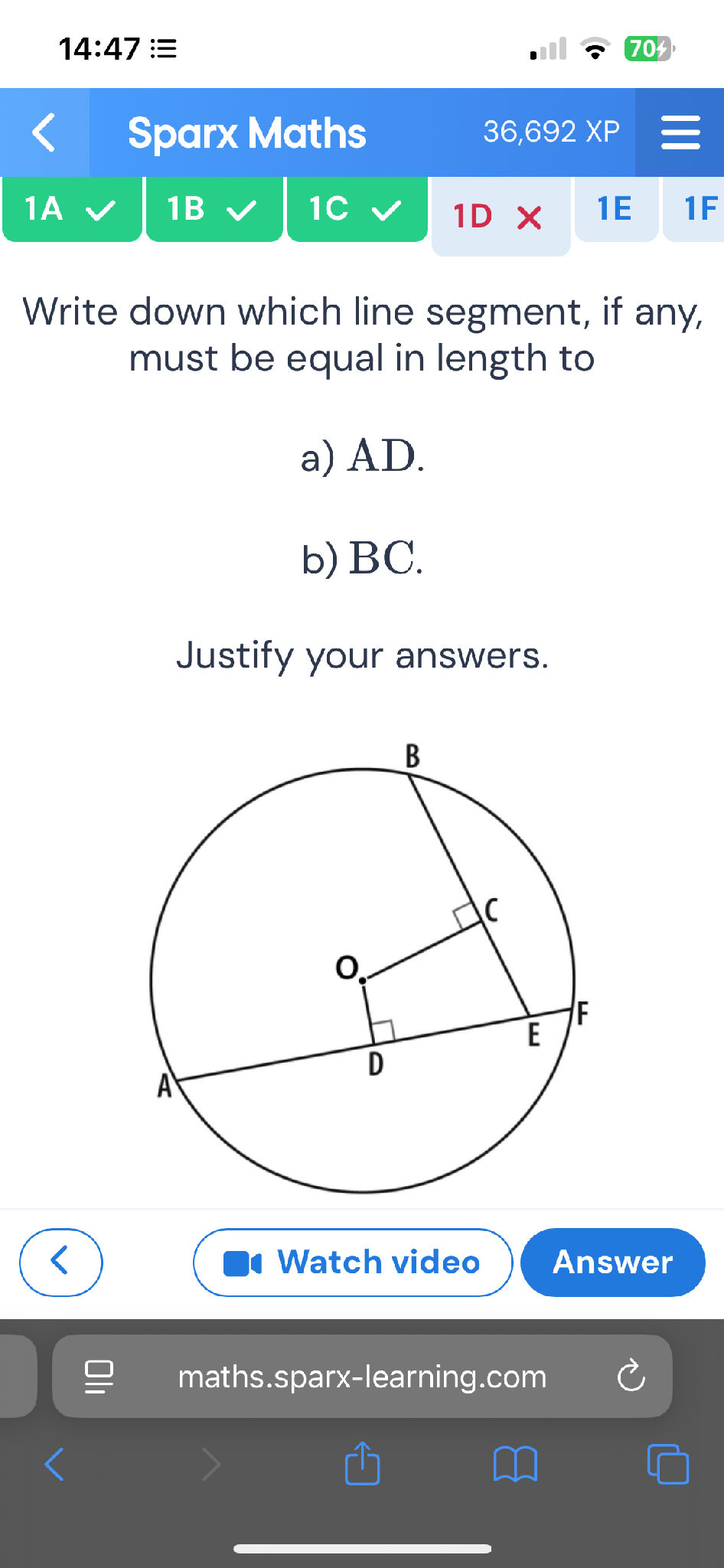 Write down which line segment, if any, must | StudyX