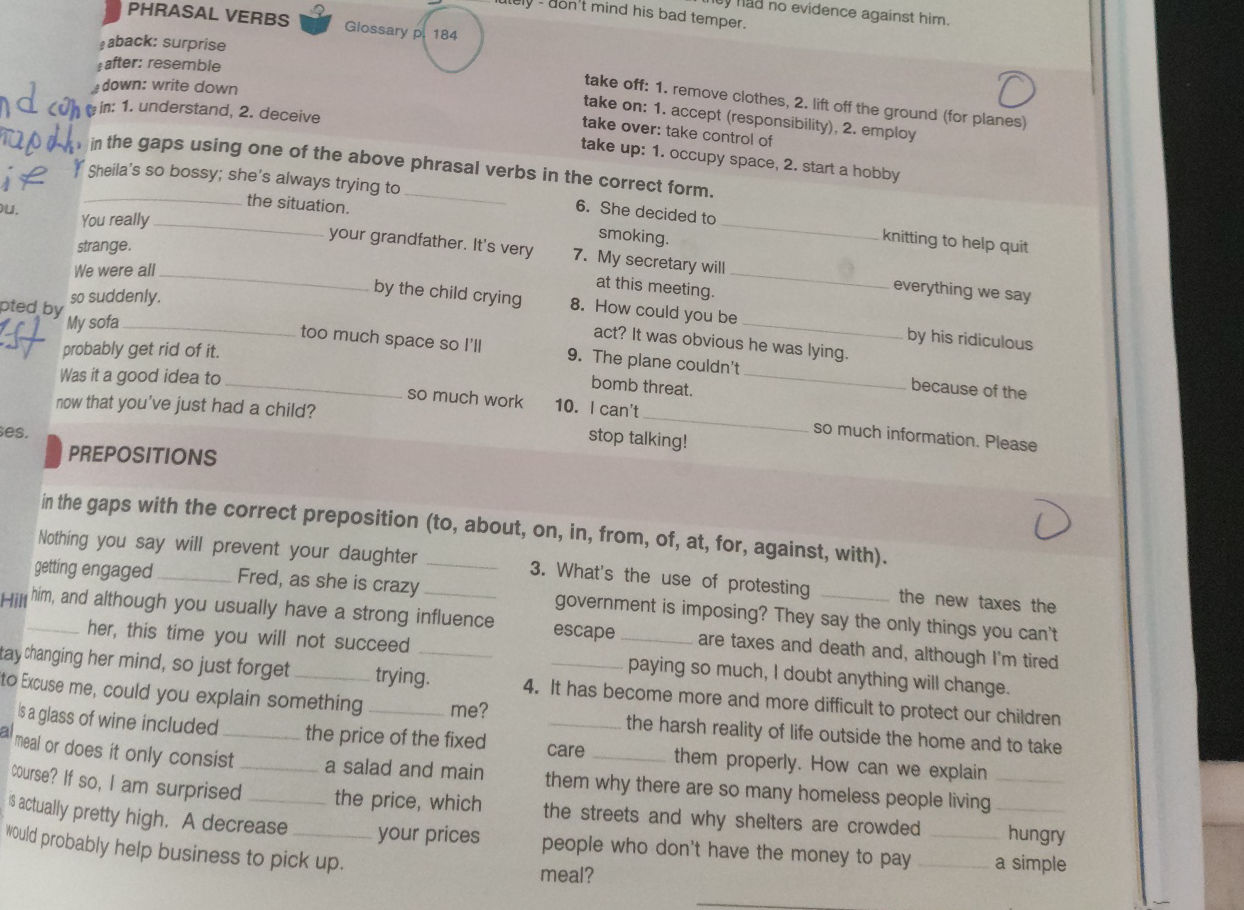 in the gaps using one of the above phrasal | StudyX