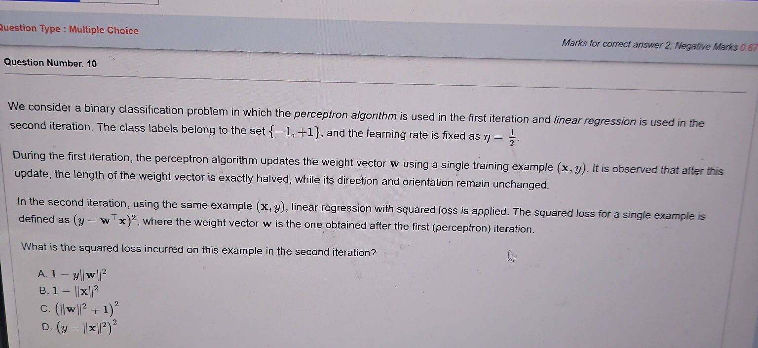 We consider a binary classification problem | StudyX