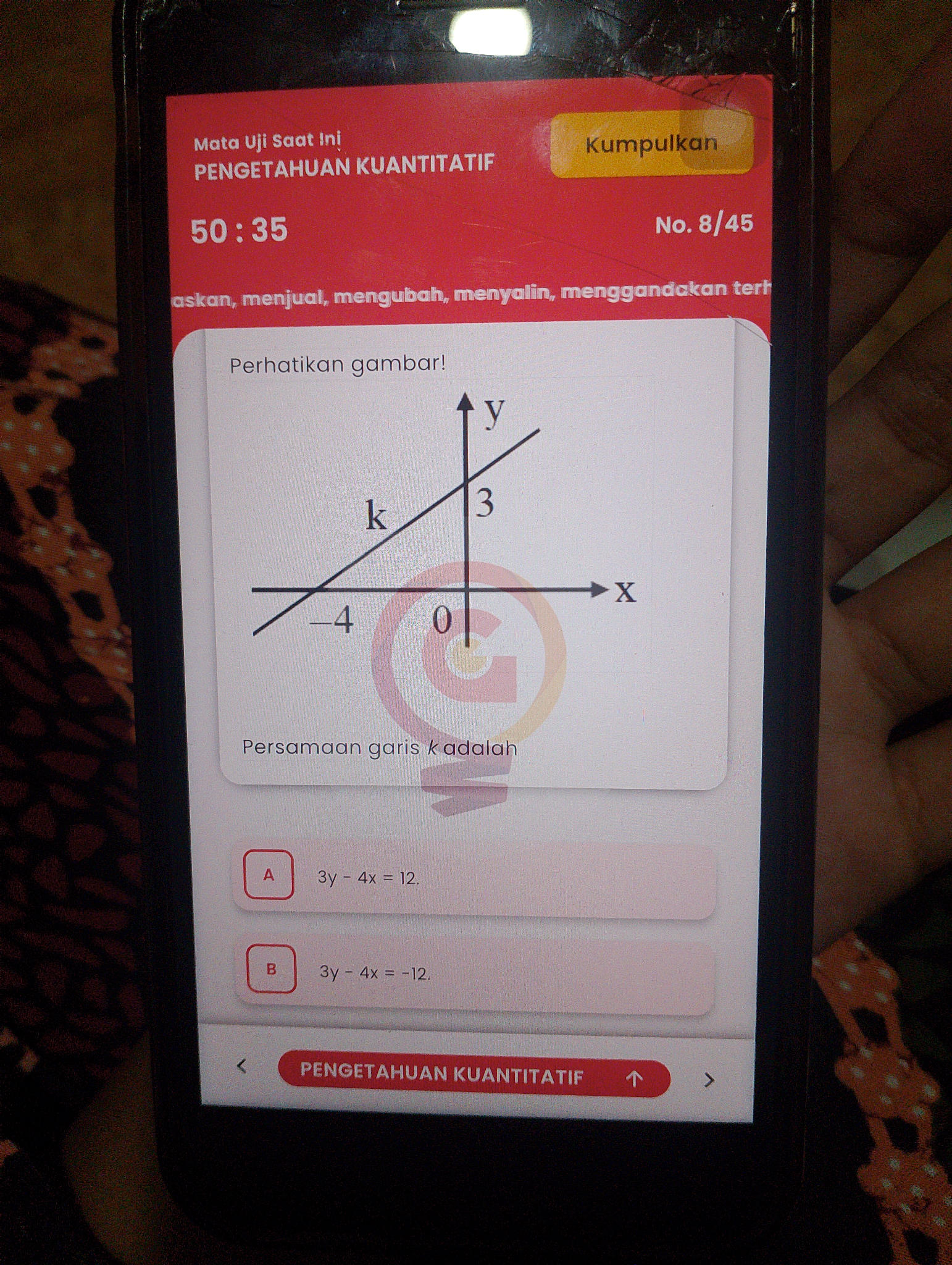 Perhatikan gambar! [Graph of a line | StudyX