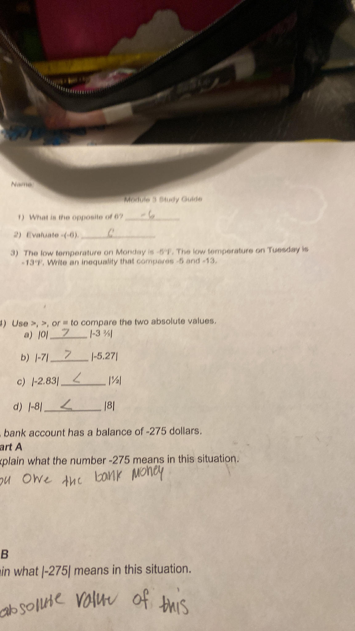 Find the opposite of 6 | StudyX