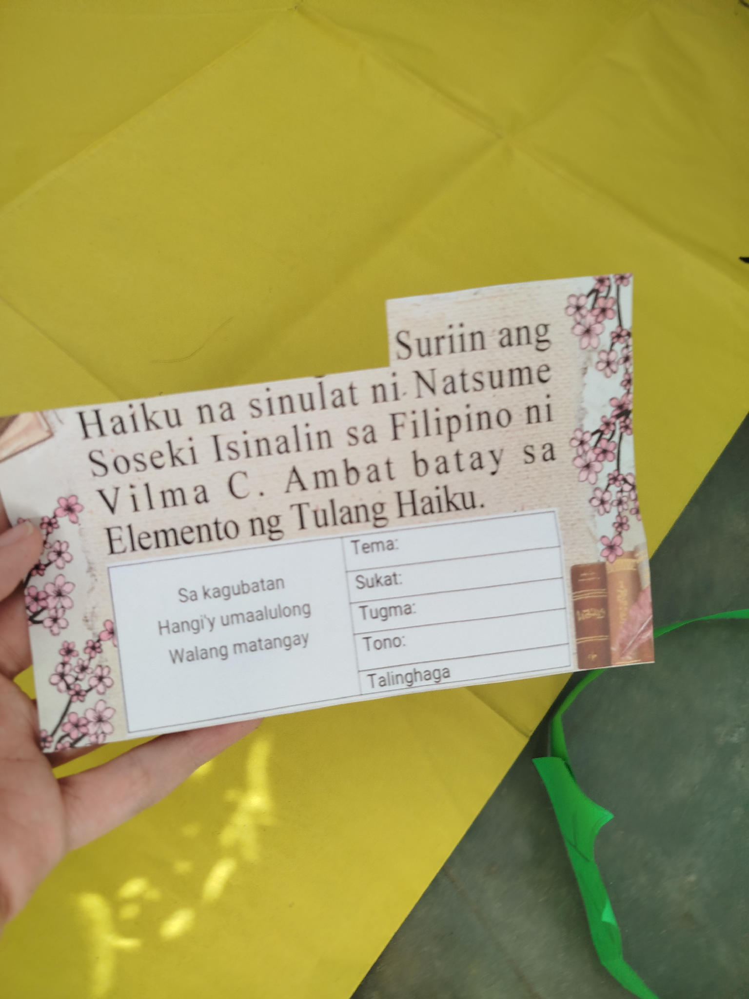 Suriin ang Haiku na sinulat ni Natsume | StudyX