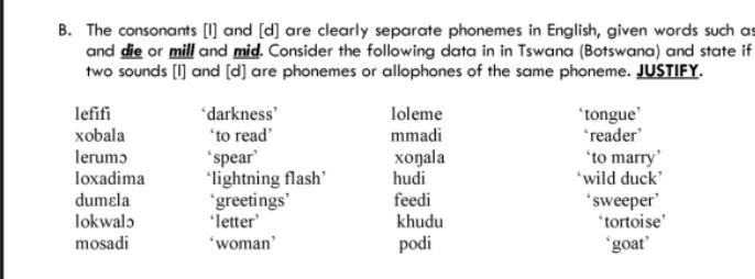 The consonants [l] and [d] are clearly | StudyX