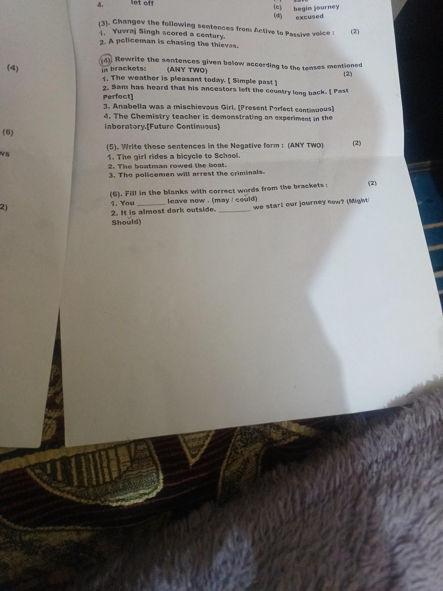 (3). Change the following sentences from | StudyX