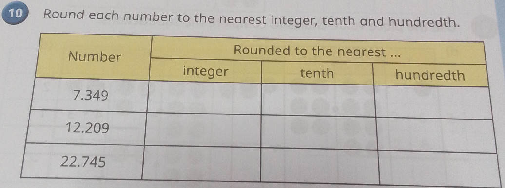 Round each number to the nearest integer, | StudyX