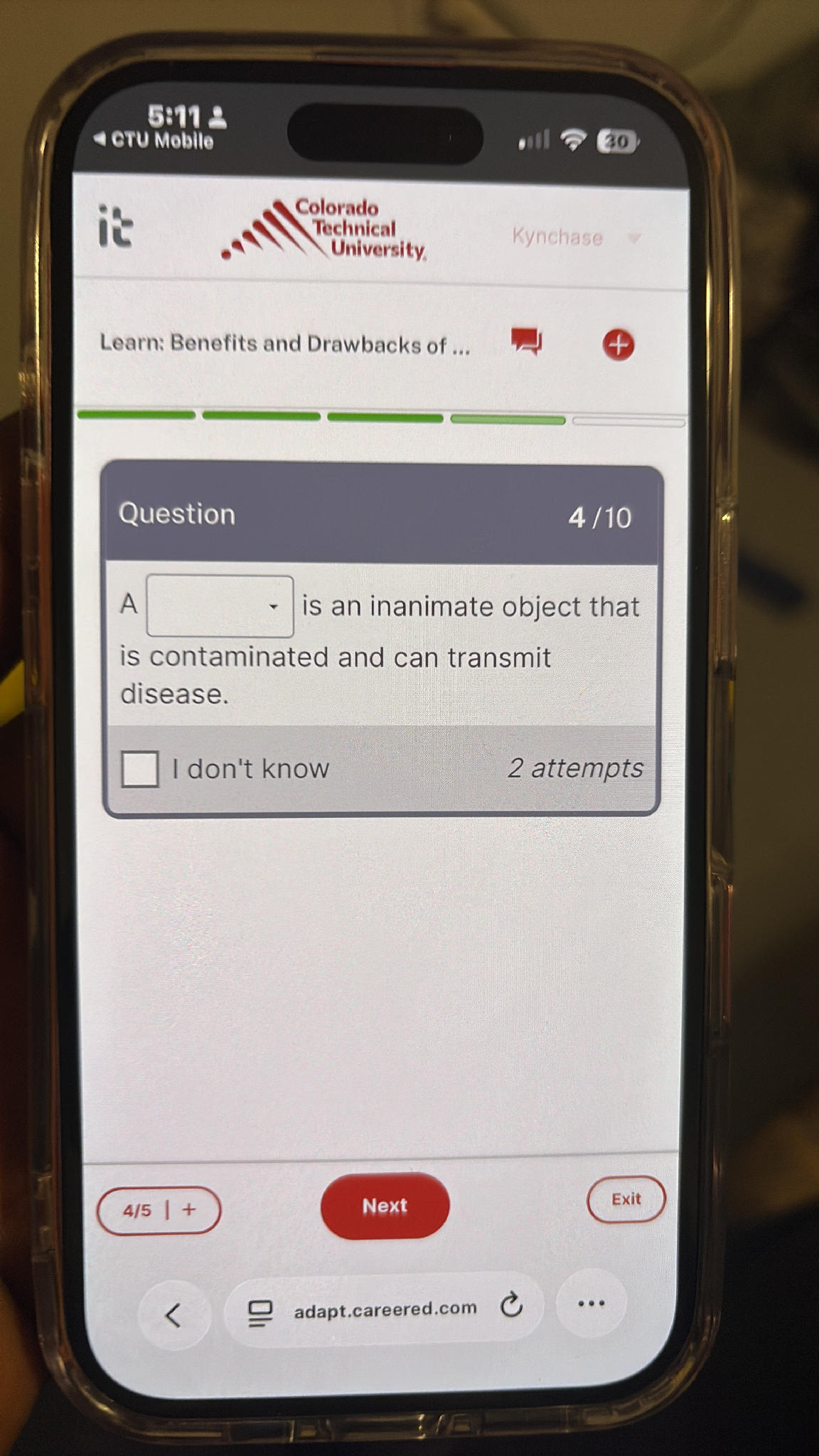 Question 4/10 A [Fill-in-the-blank] is an | StudyX