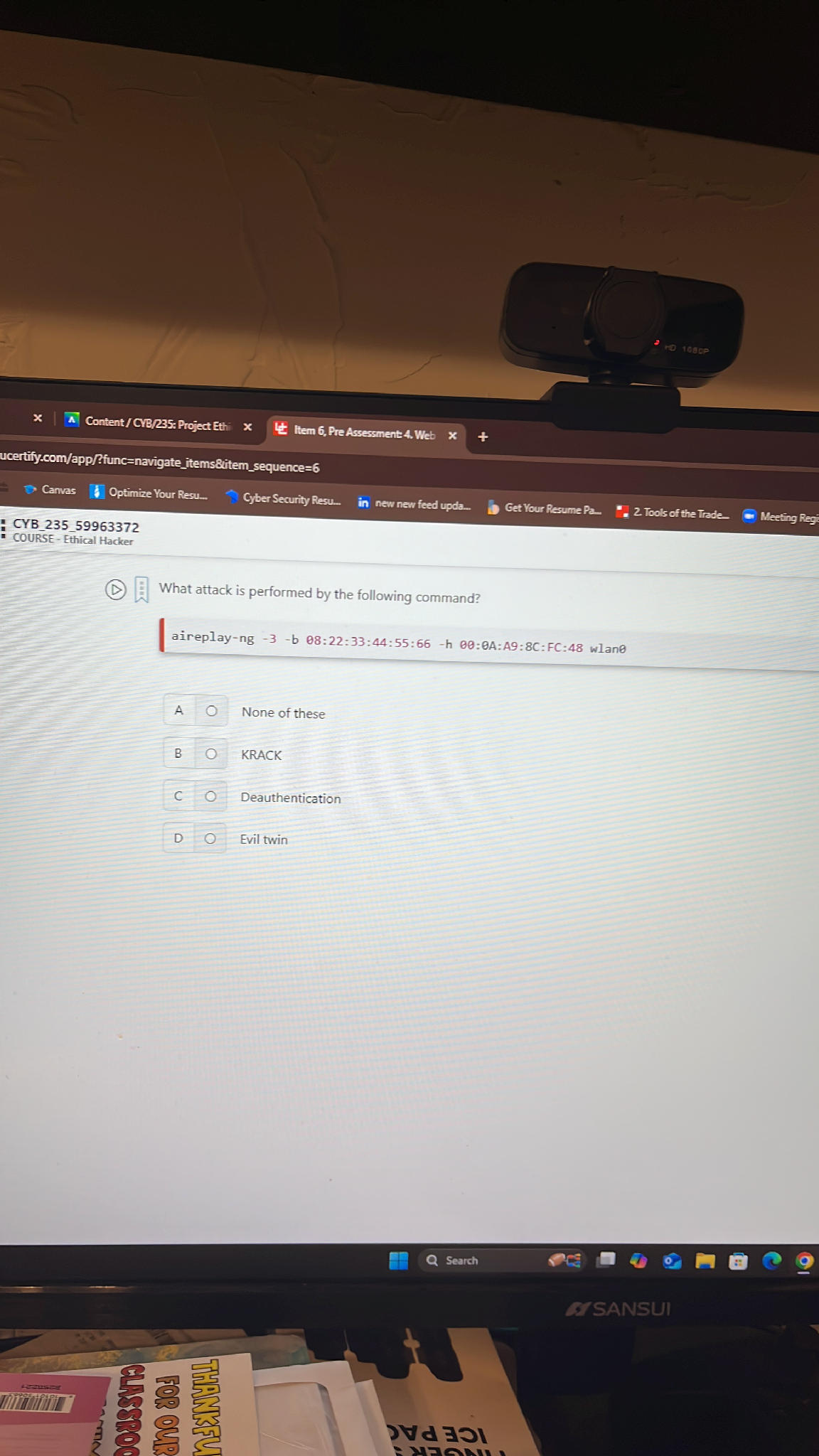 What attack is performed by the following | StudyX