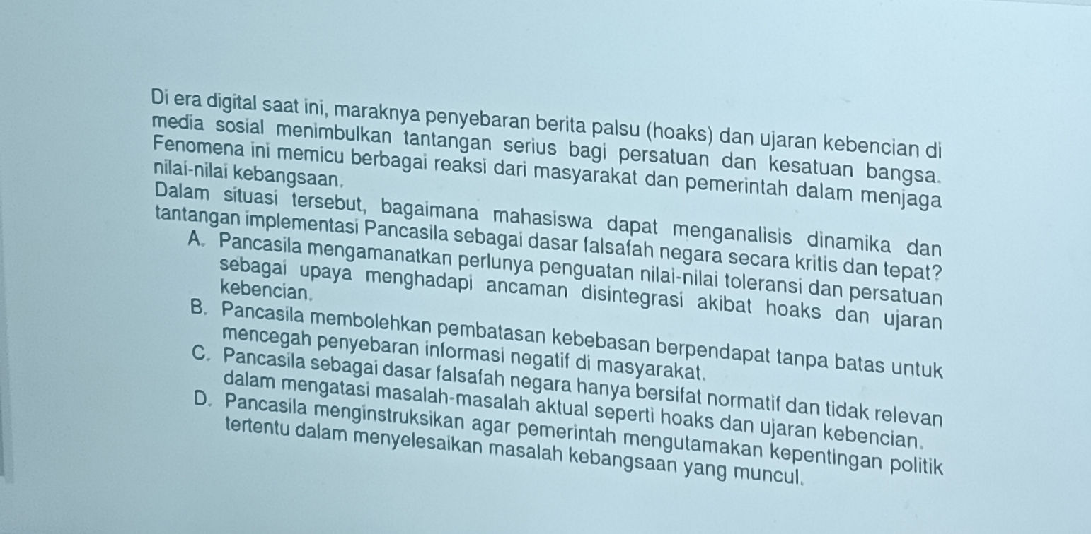 Di era digital saat ini, maraknya penyebaran | StudyX