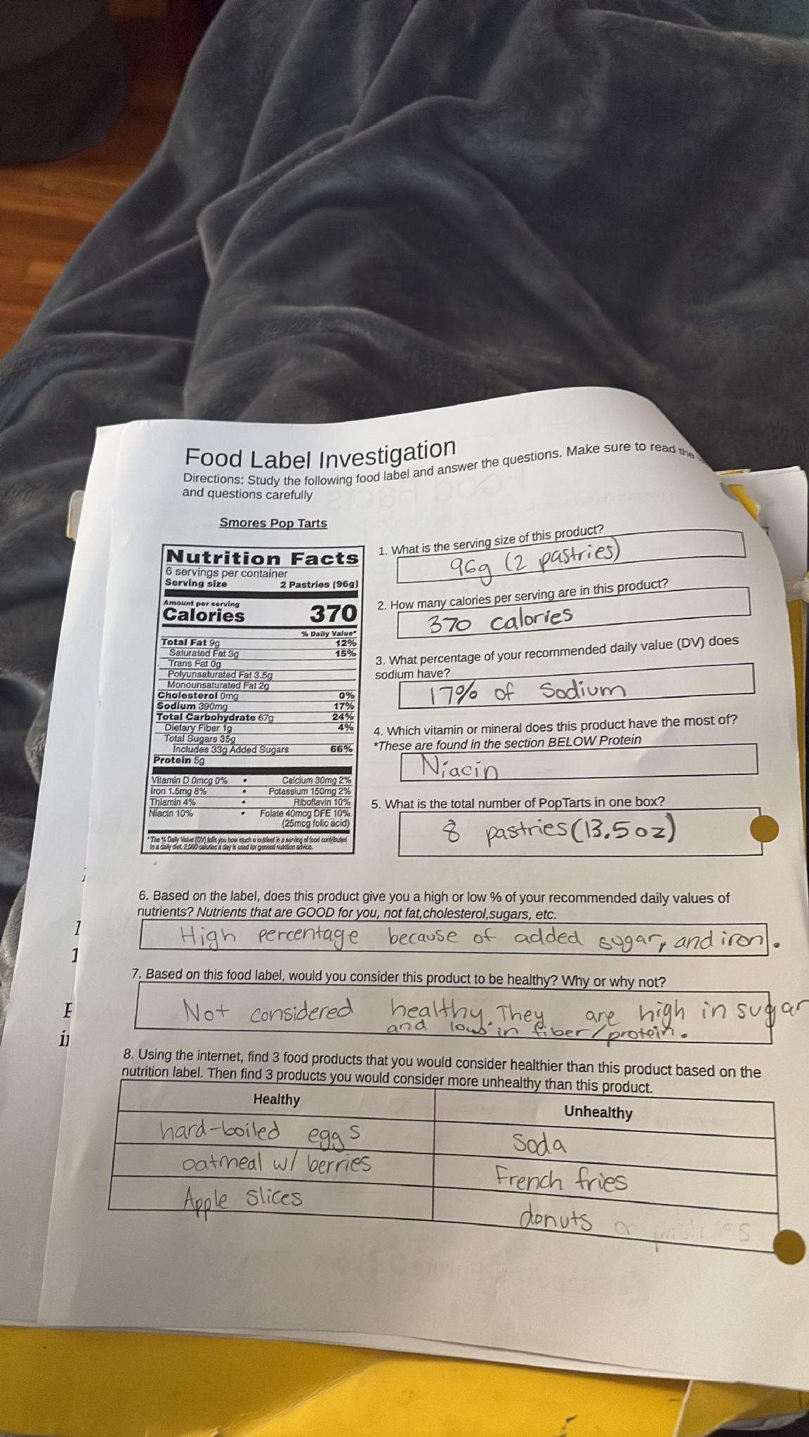 Food Label Investigation Directions: Study | StudyX