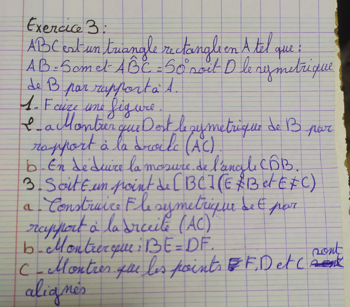 ABC est un triangle rectangle en A tel que : | StudyX