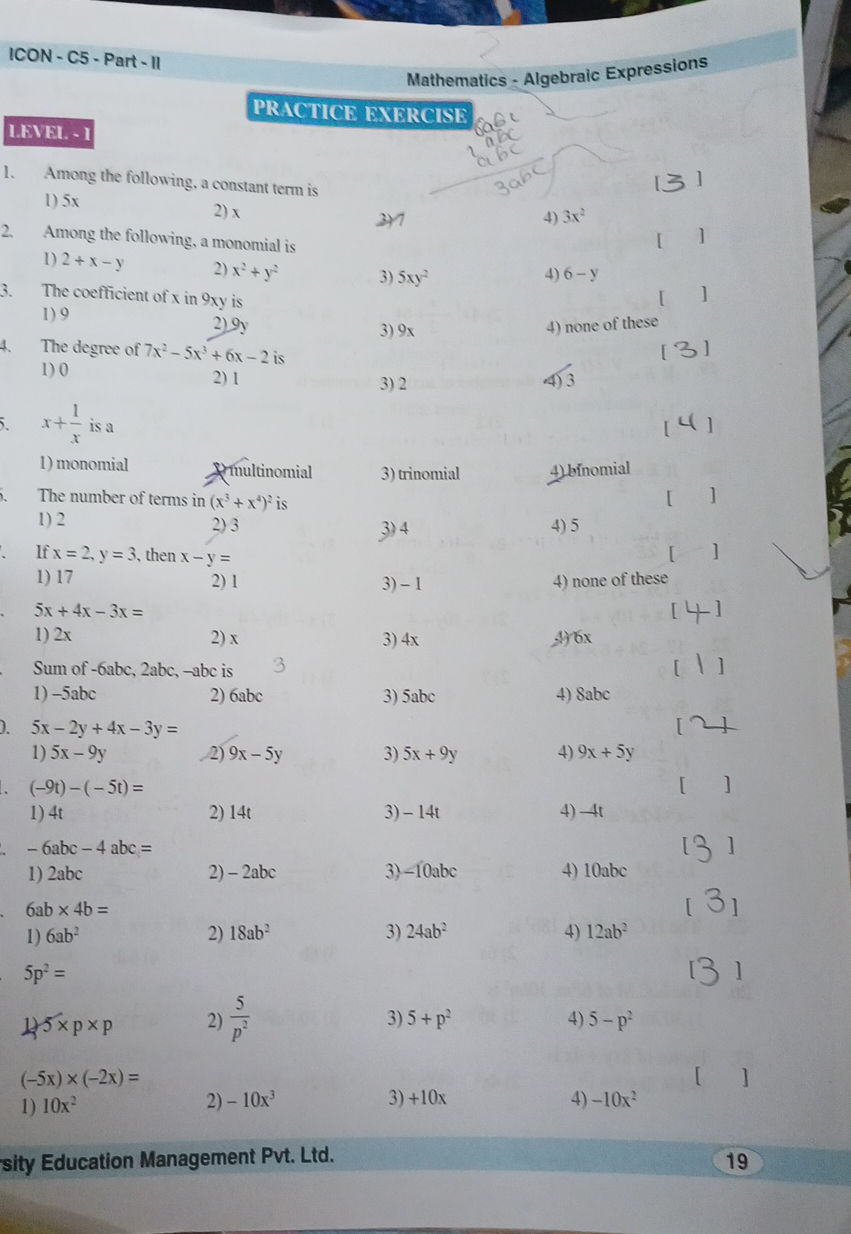 2. Among the following, a monomial is 1) 2 | StudyX