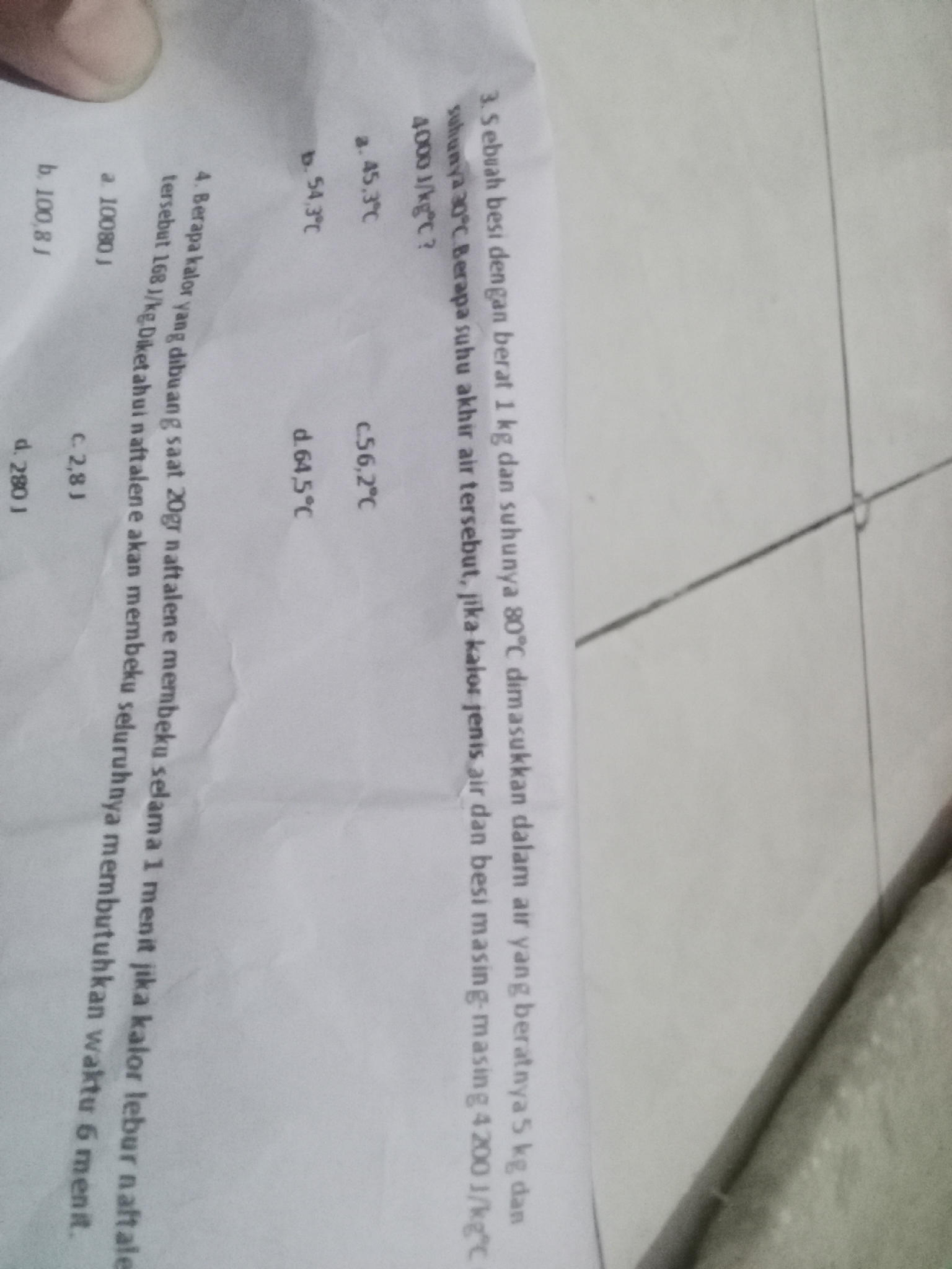 Sebuah besi dengan berat 1 kg dan suhunya | StudyX