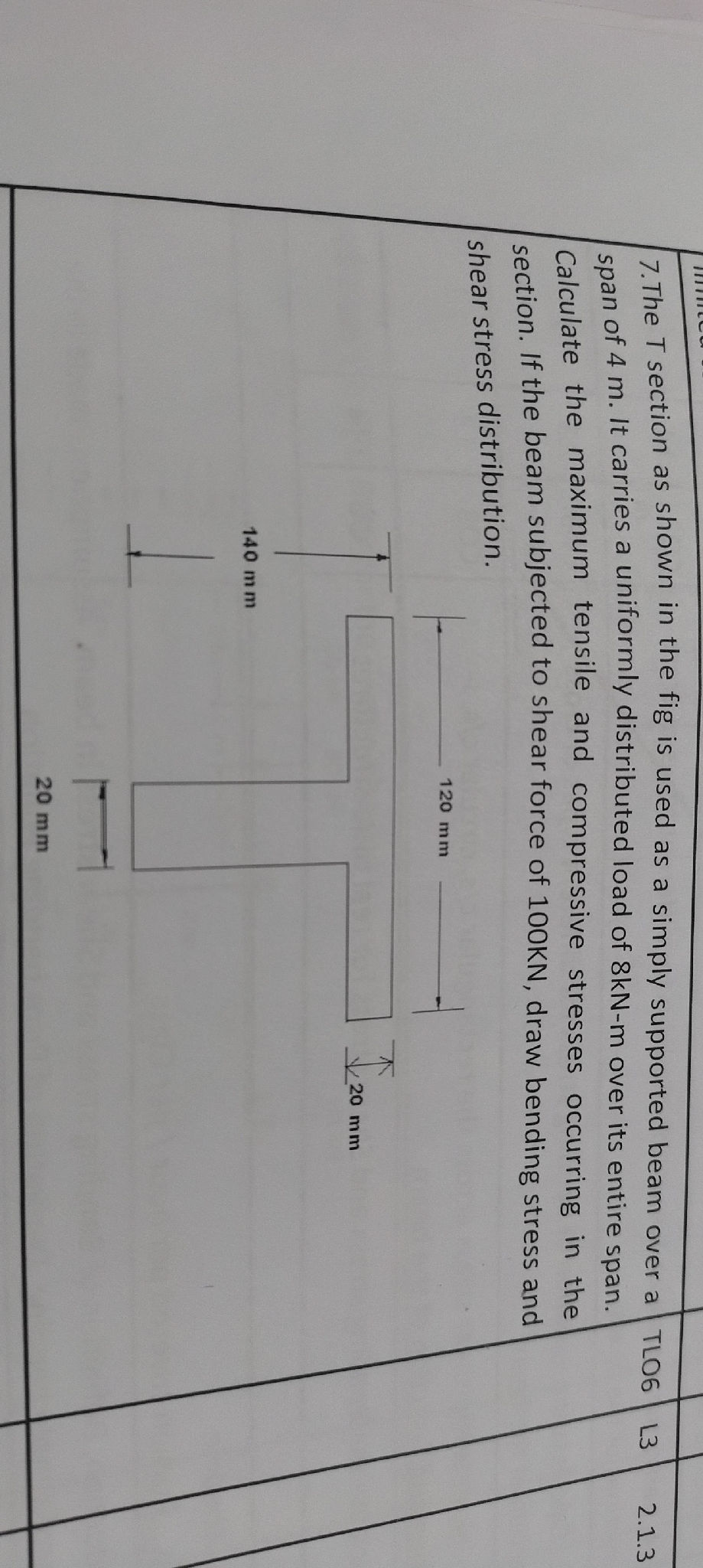 The T section as shown in the fig is used as | StudyX