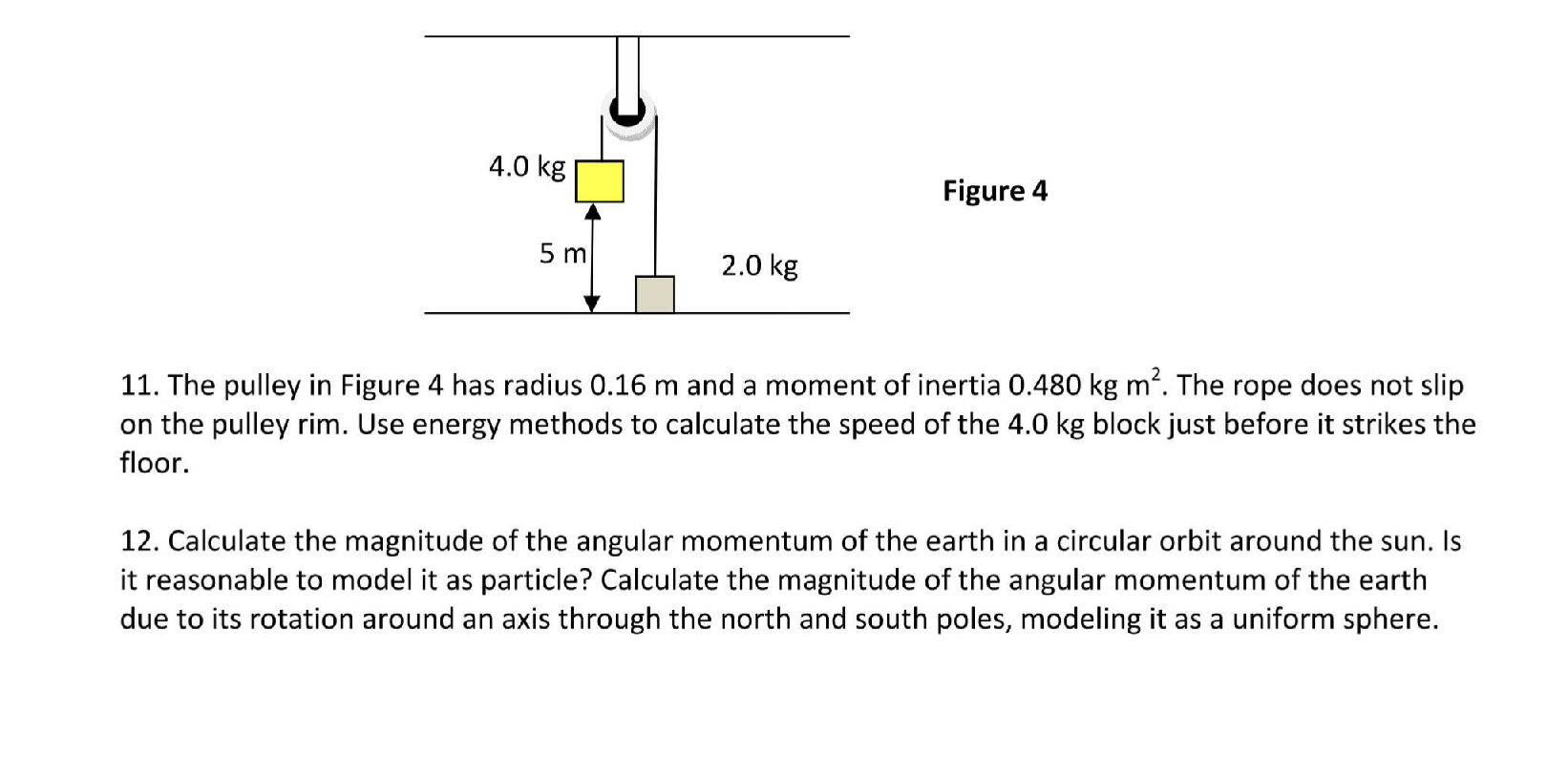 Figure 4 shows a setup with a pulley, a $4.0 | StudyX