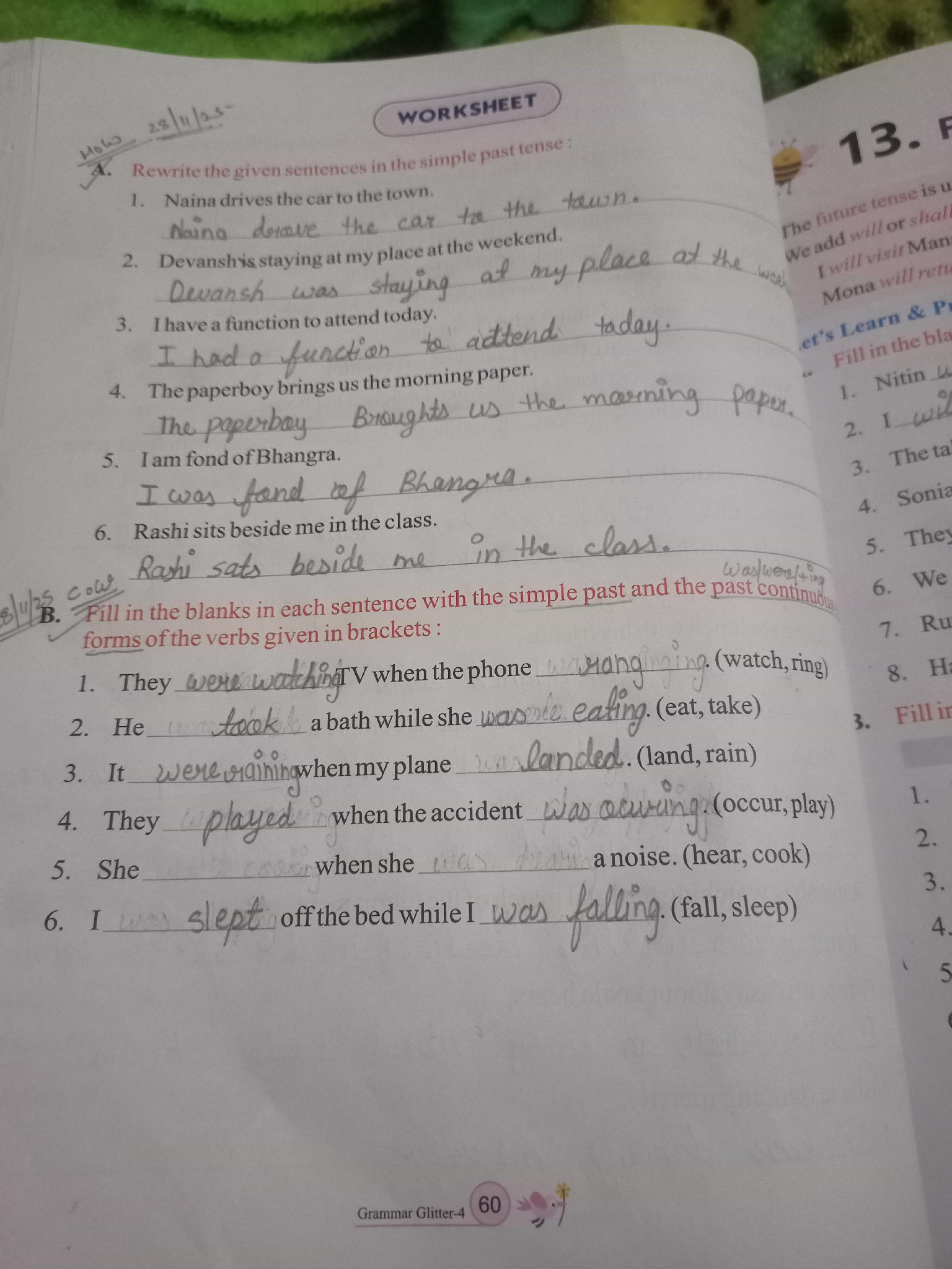 Rewrite the given sentences in the simple | StudyX