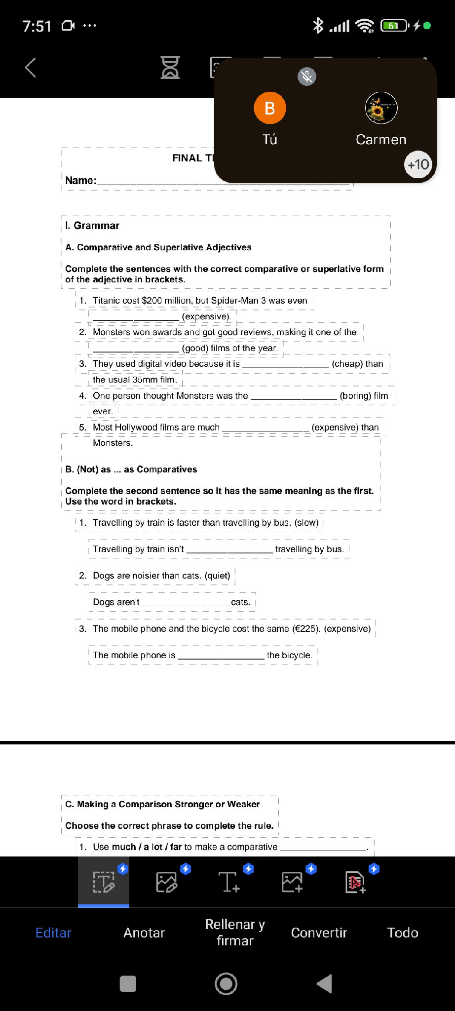 I. Grammar A. Comparative and Superlative | StudyX