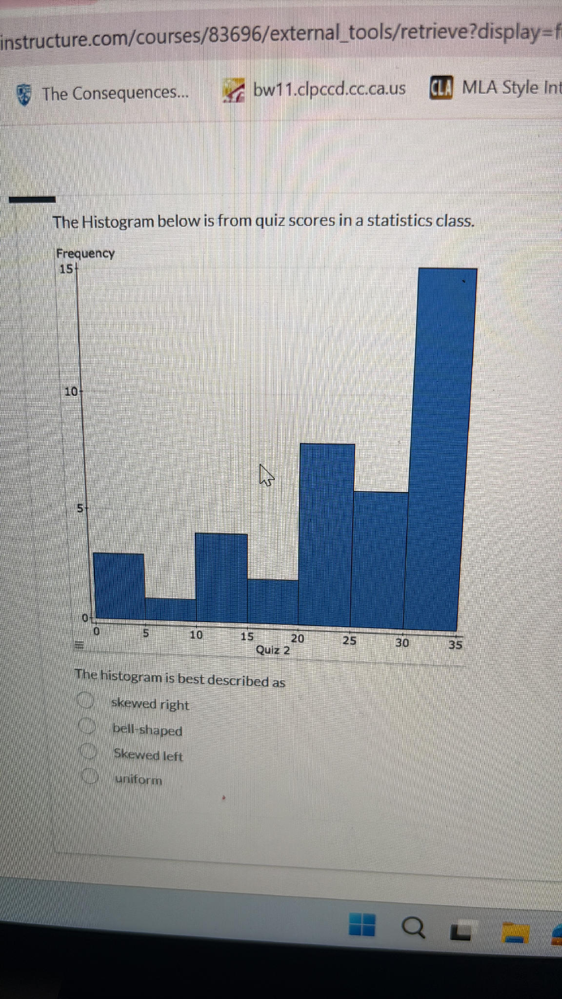 The Histogram below is from quiz scores in a | StudyX
