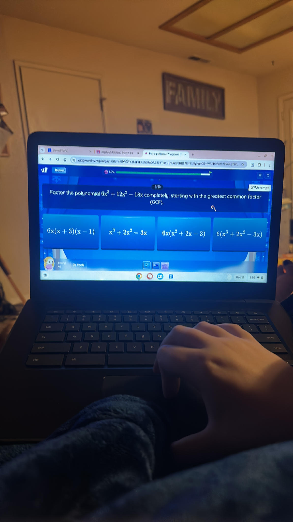 Factor the polynomial $6x^3 + 12x^2 - 18x$ | StudyX