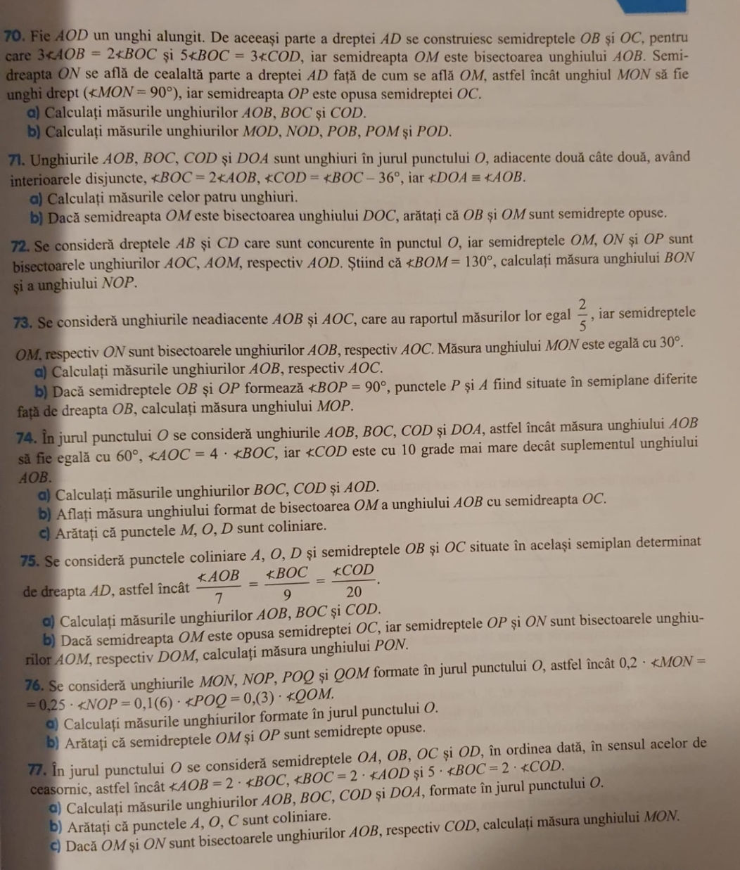 70. Fie $AOD$ un unghi alungit. De aceeași | StudyX