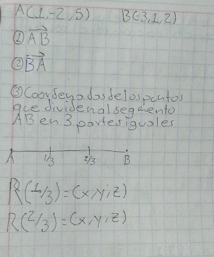 A(1,-2,5) B(3,1,2) 1. $ {AB}$ 2. $ {BA}$ | StudyX