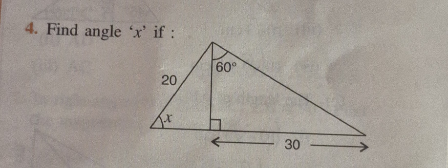 Find angle x in the given triangle | StudyX