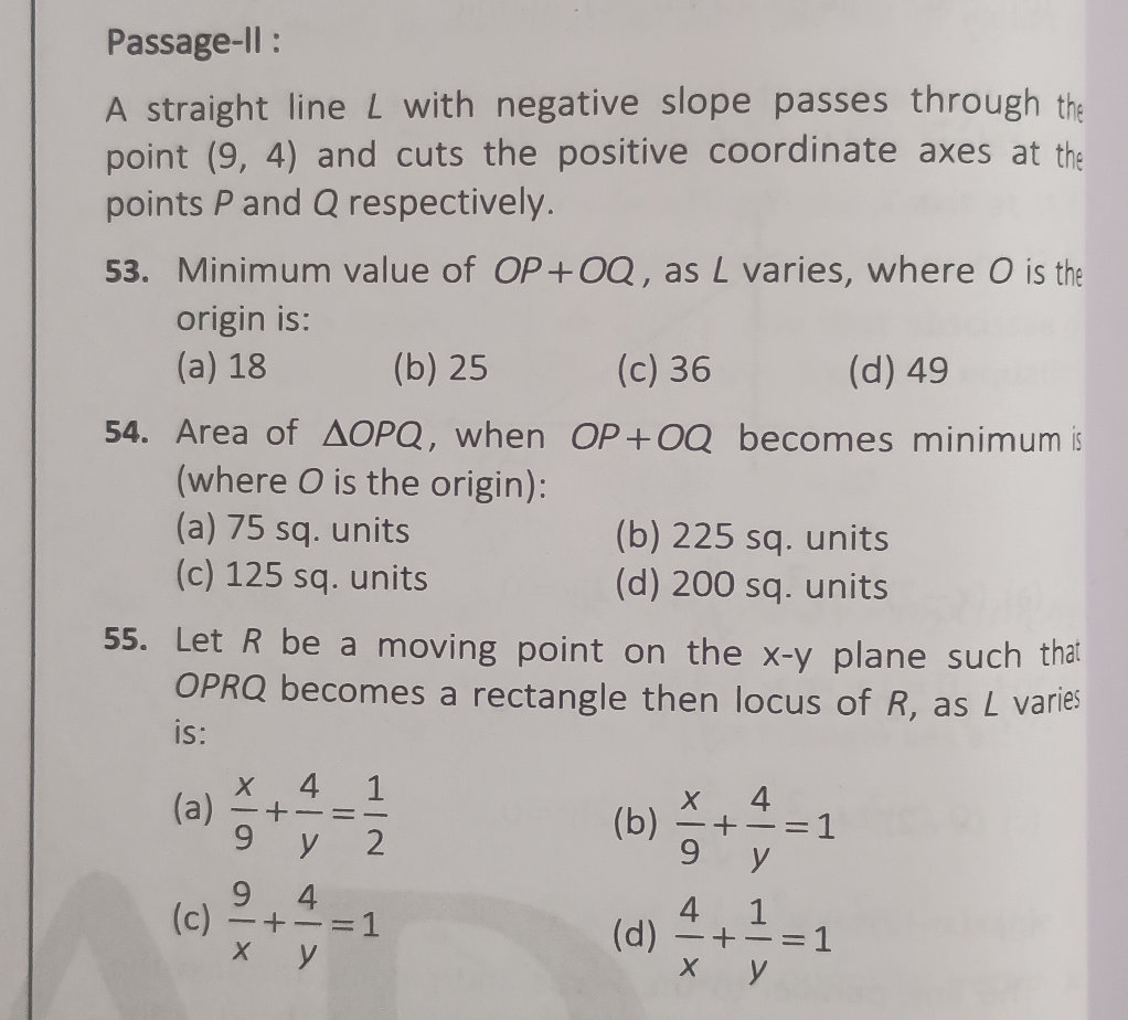 Passage-II: A straight line $L$ with | StudyX