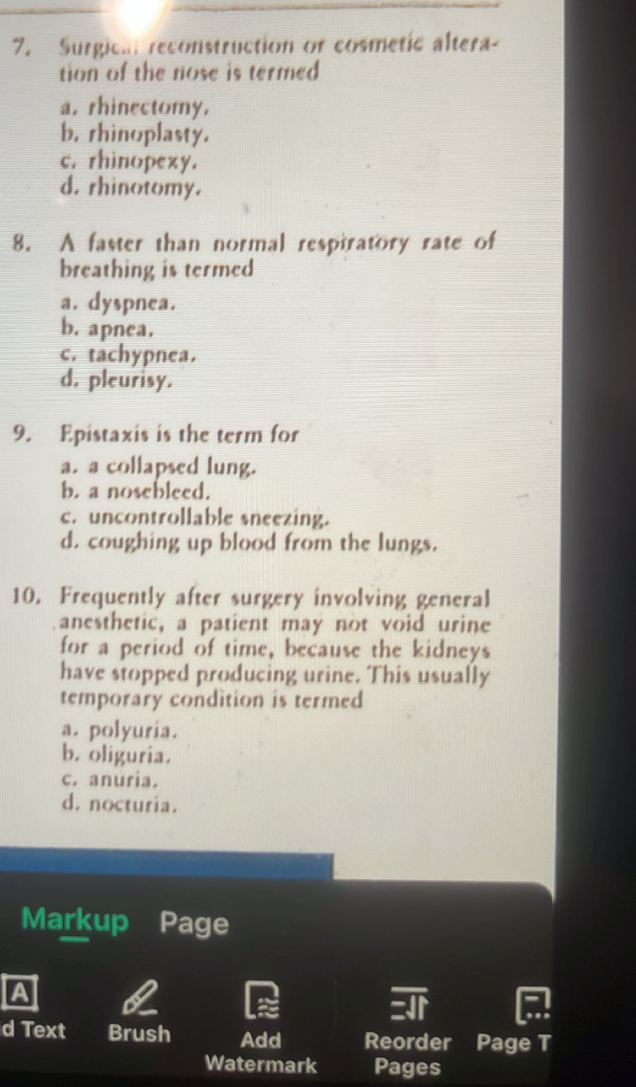 8. A faster than normal respiratory rate of | StudyX