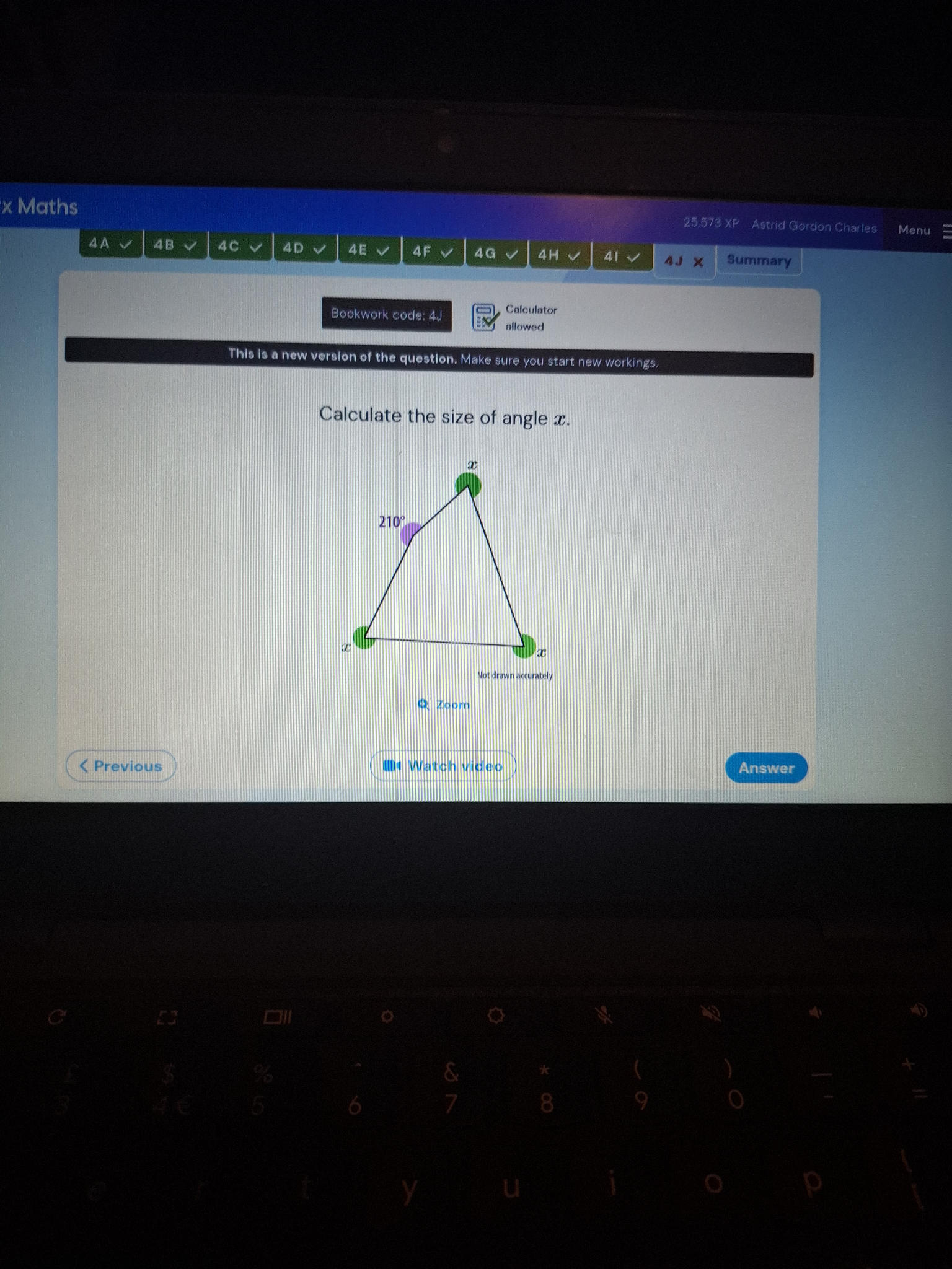 Calculate the size of angle $x$. [Diagram | StudyX