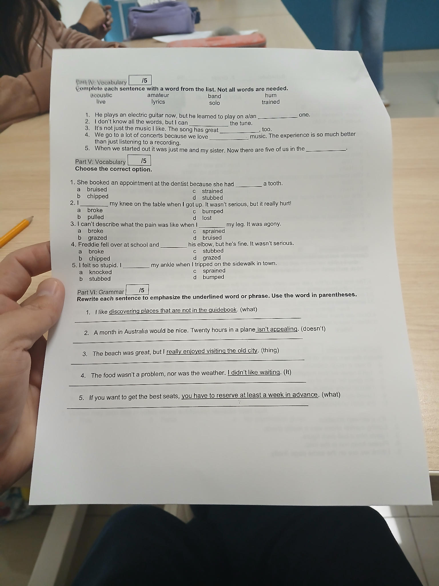 Part IV: Vocabulary Complete each sentence | StudyX