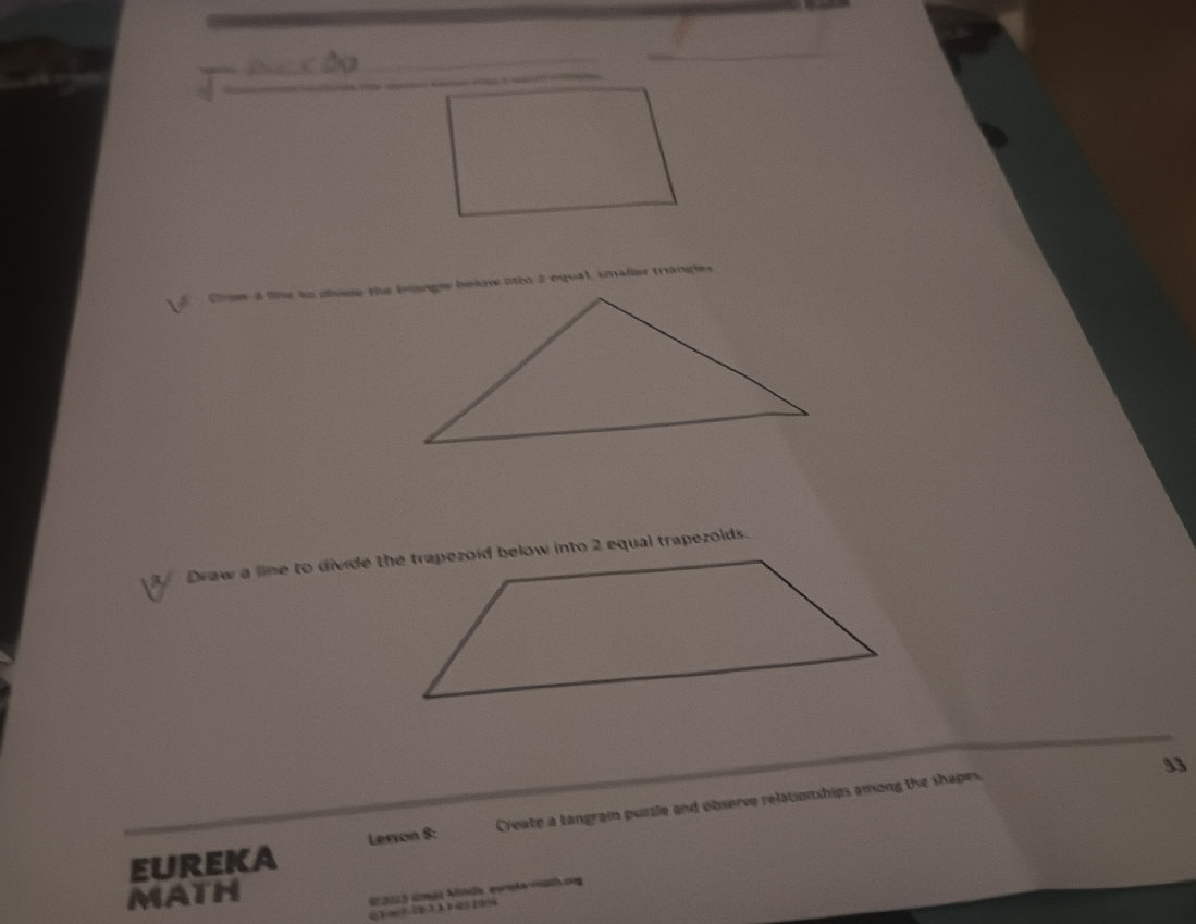 Draw a line to divide the rectangle below | StudyX