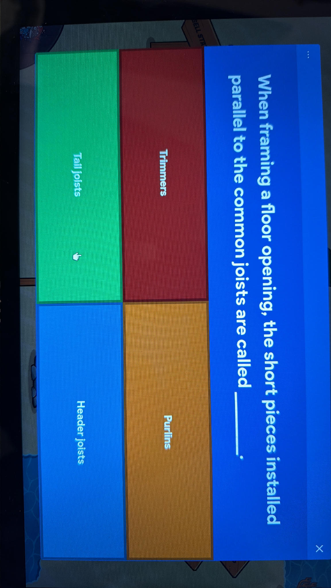 When framing a floor opening, the short | StudyX