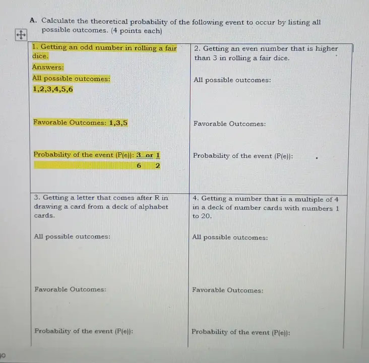 1. Getting an odd number in rolling a fair | StudyX