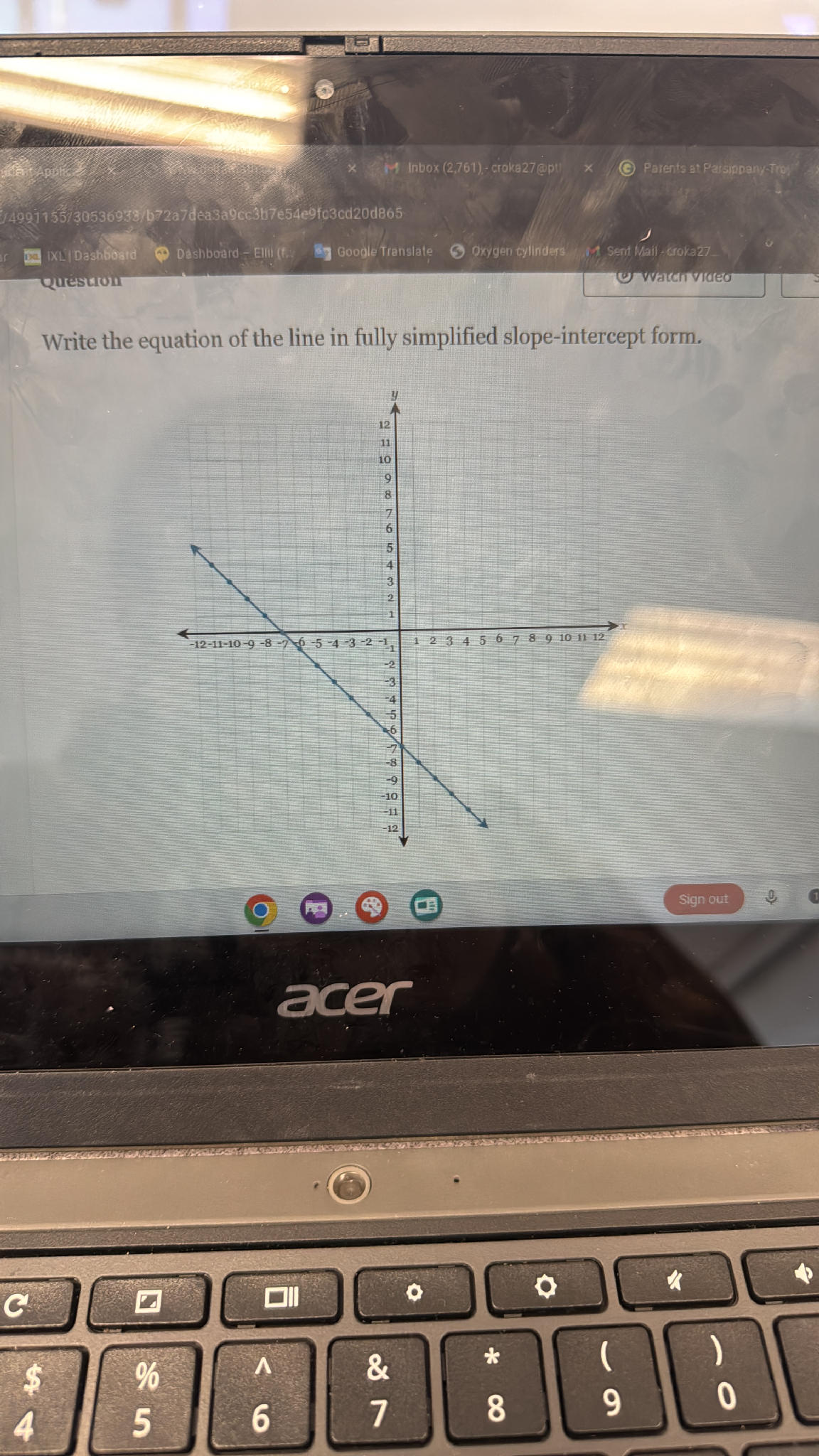Write the equation of the line in fully | StudyX