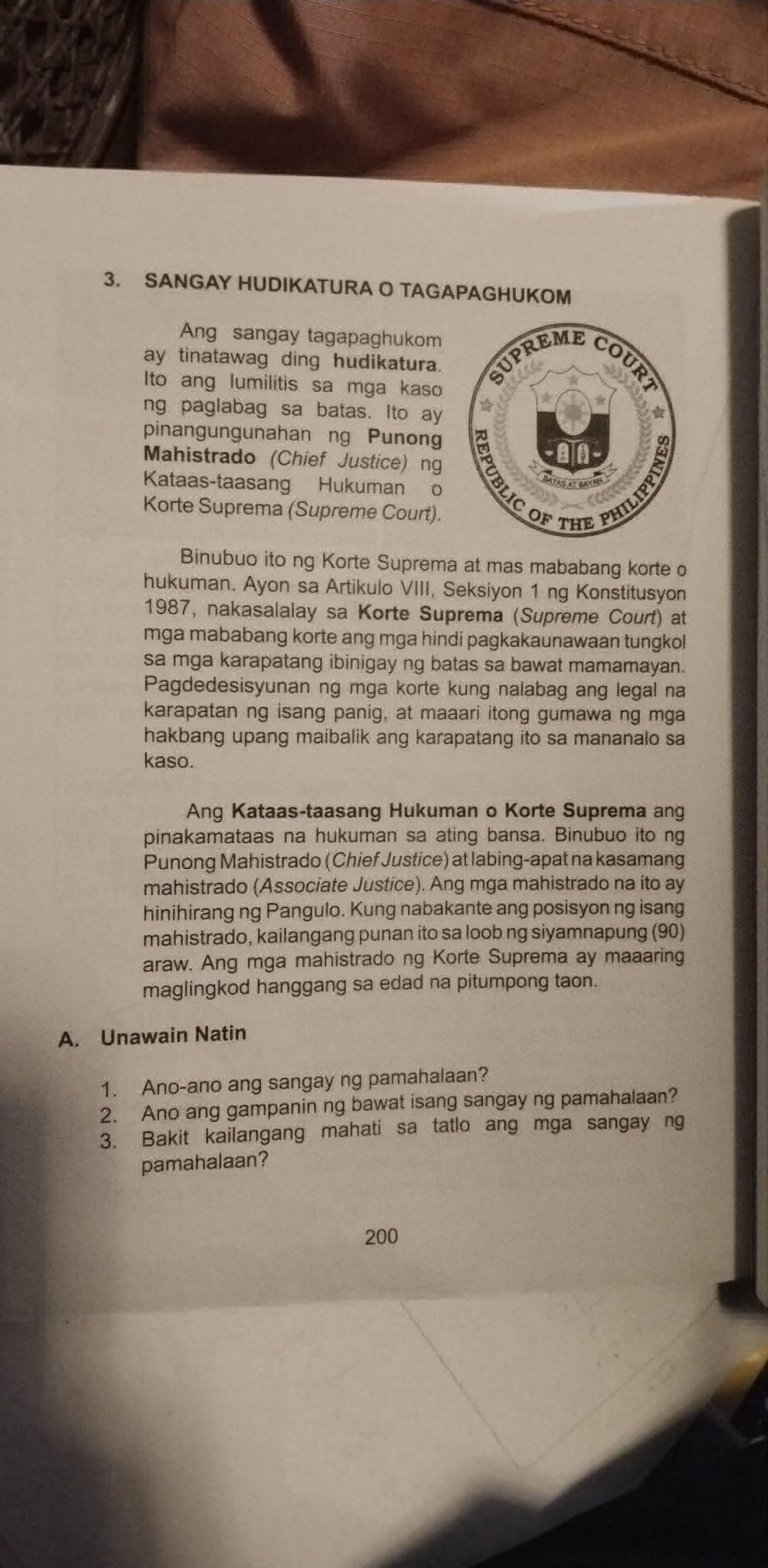 3. SANGAY HUDIKATURA O TAGAPAGHUKOM Ang | StudyX