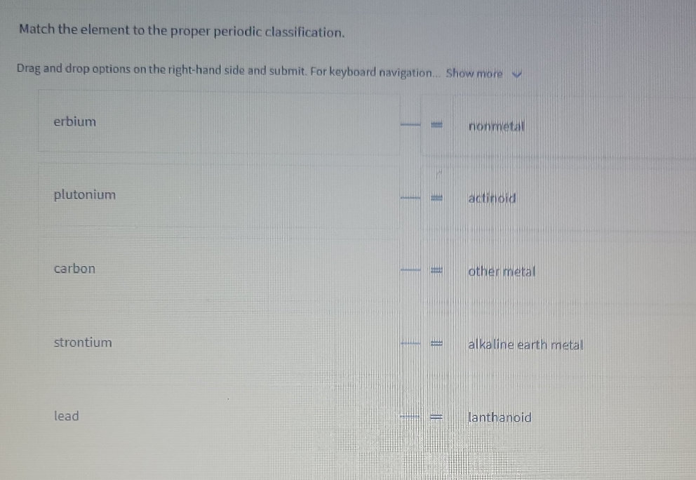 Match the element to the proper periodic | StudyX