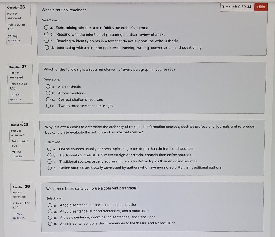 Which of the following is a required element | StudyX