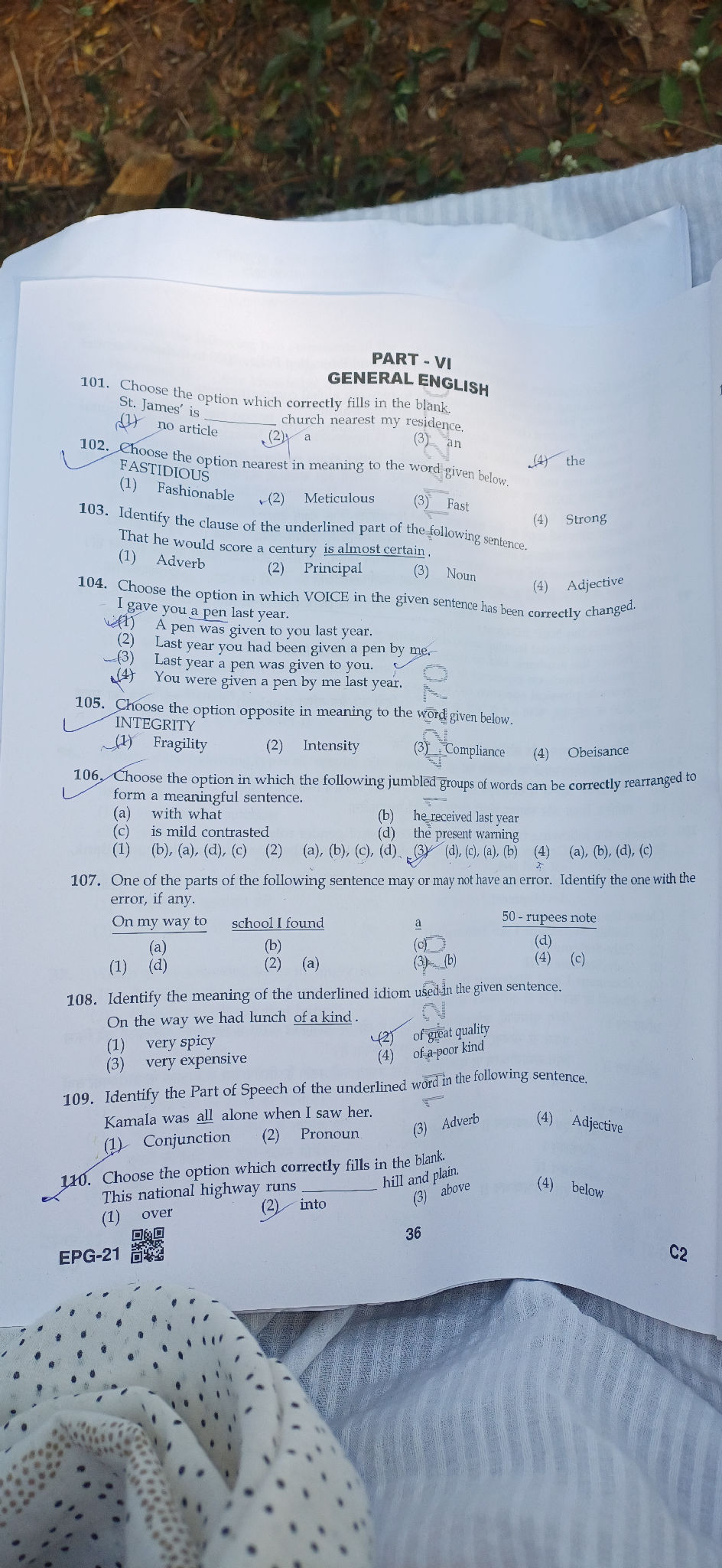 Choose the option which correctly fills in | StudyX