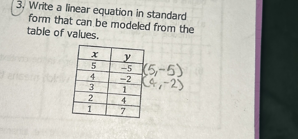 Write a linear equation in standard form | StudyX