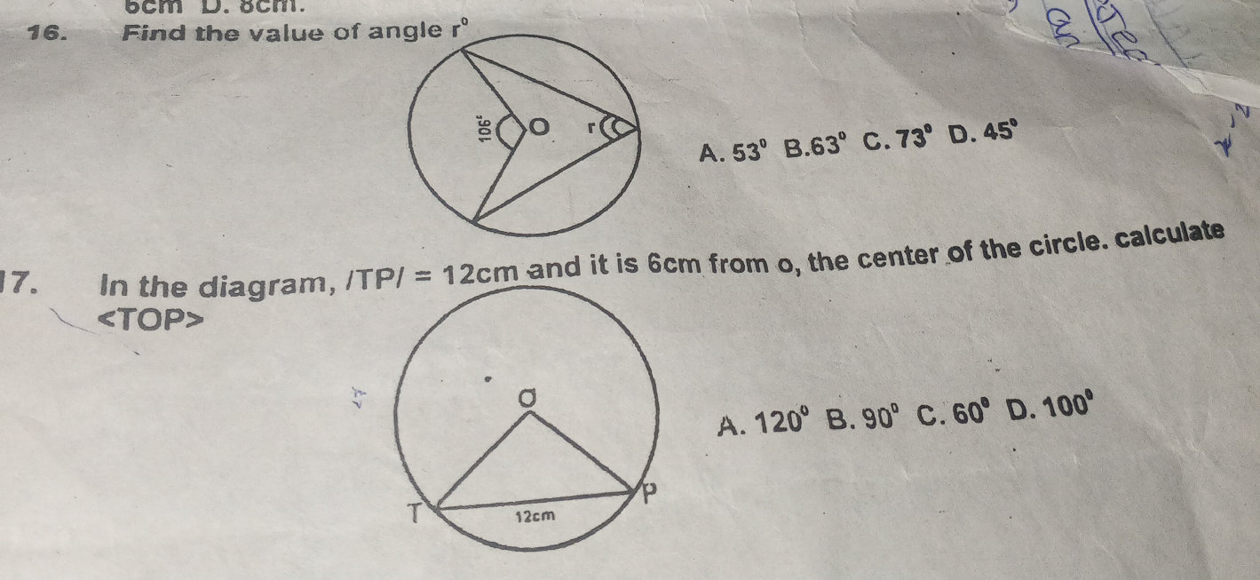 Find the value of angle r° [Image of a | StudyX