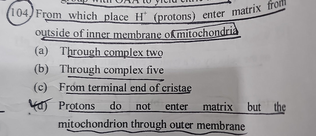 From which place H$^+$ (protons) enter | StudyX
