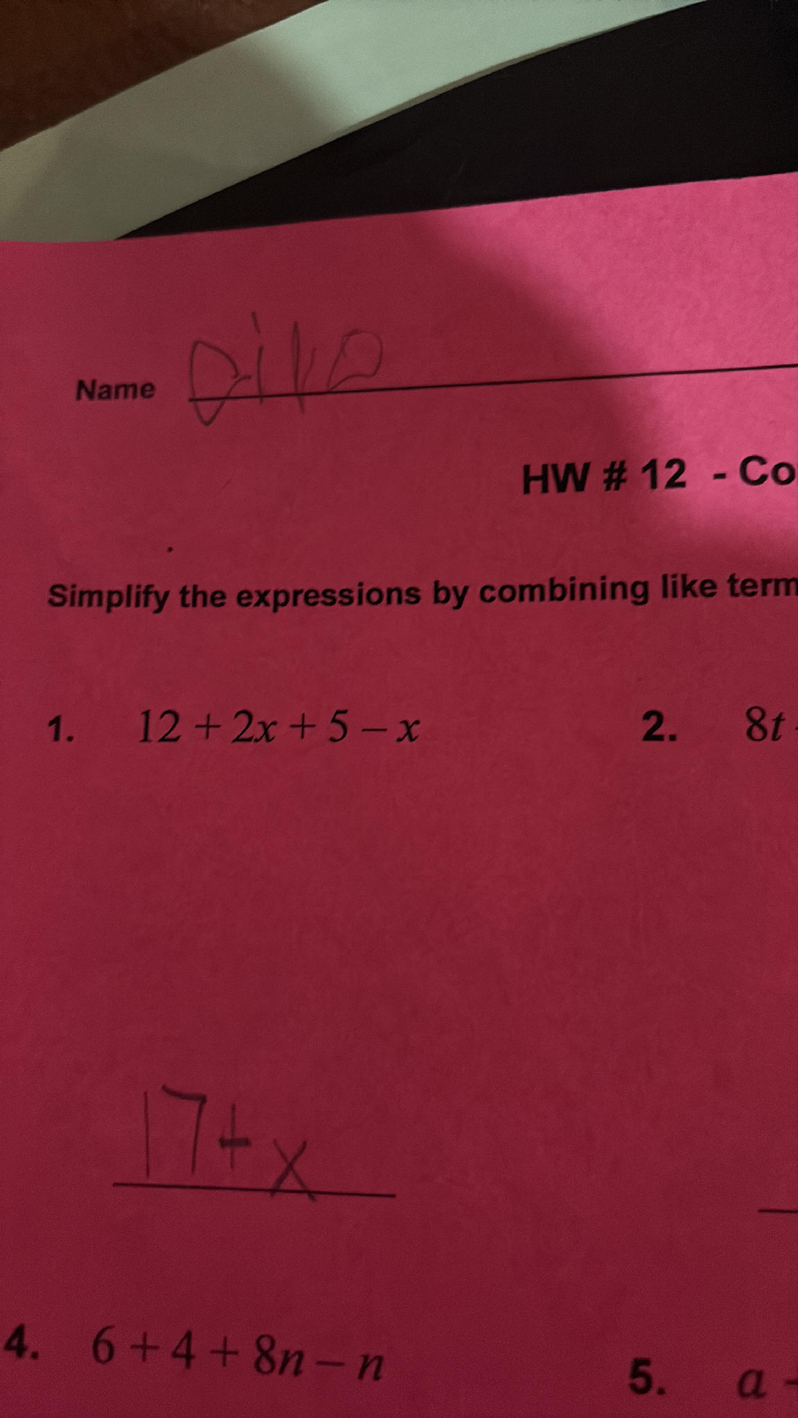 Simplify the expressions by combining like | StudyX