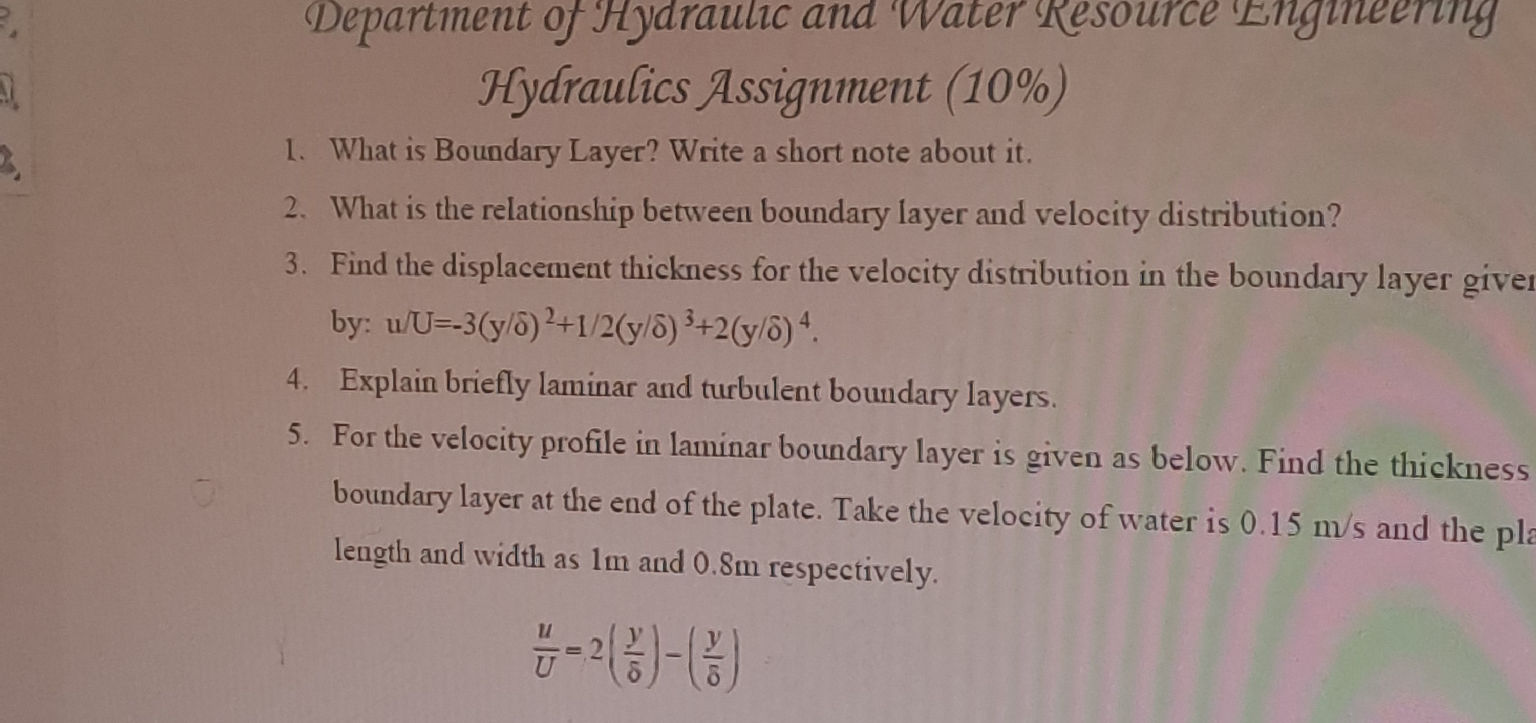 1. What is Boundary Layer? Write a short | StudyX